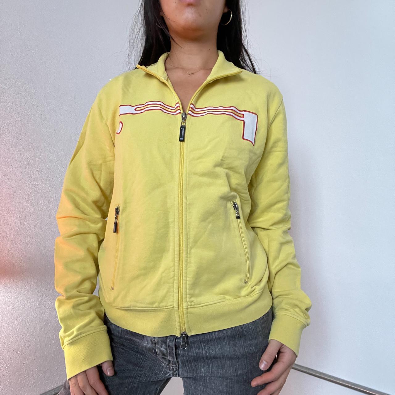 Vintage yellow double zip track top Reference:... - Depop