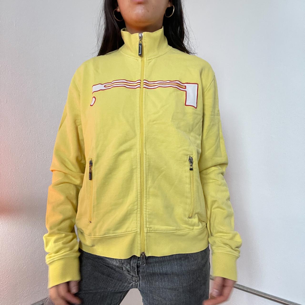 Vintage yellow double zip track top Reference:... - Depop