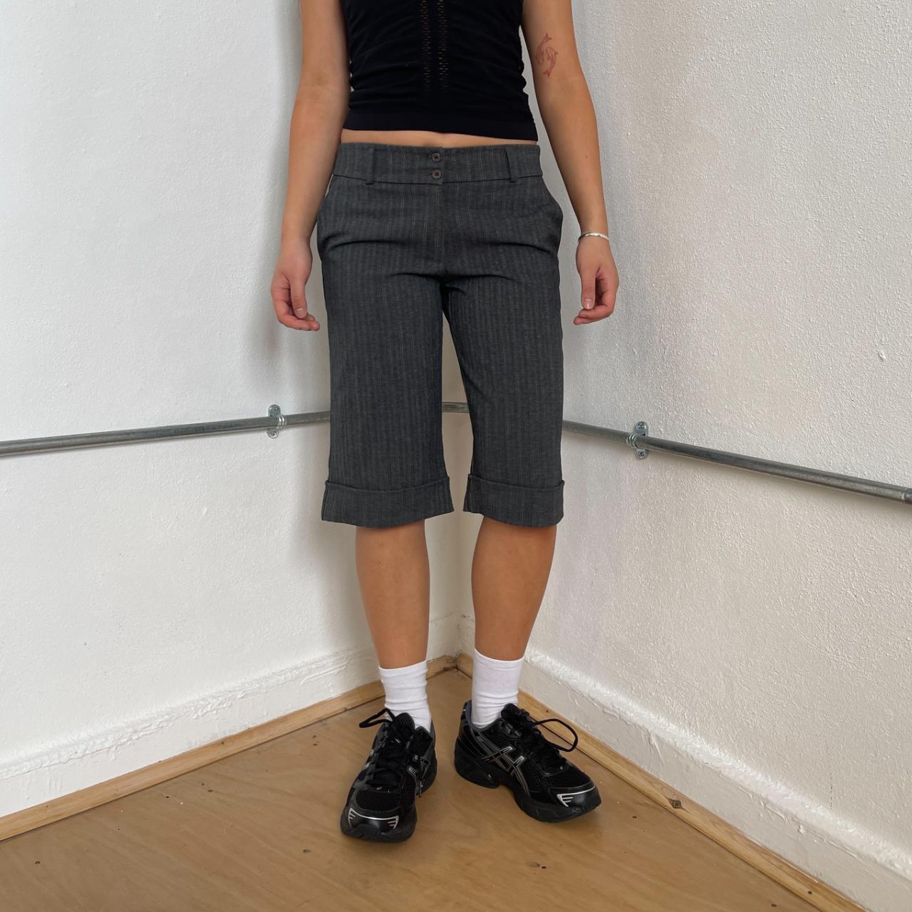 Dark grey pinstripe capris, jorts Reference: I'm... - Depop