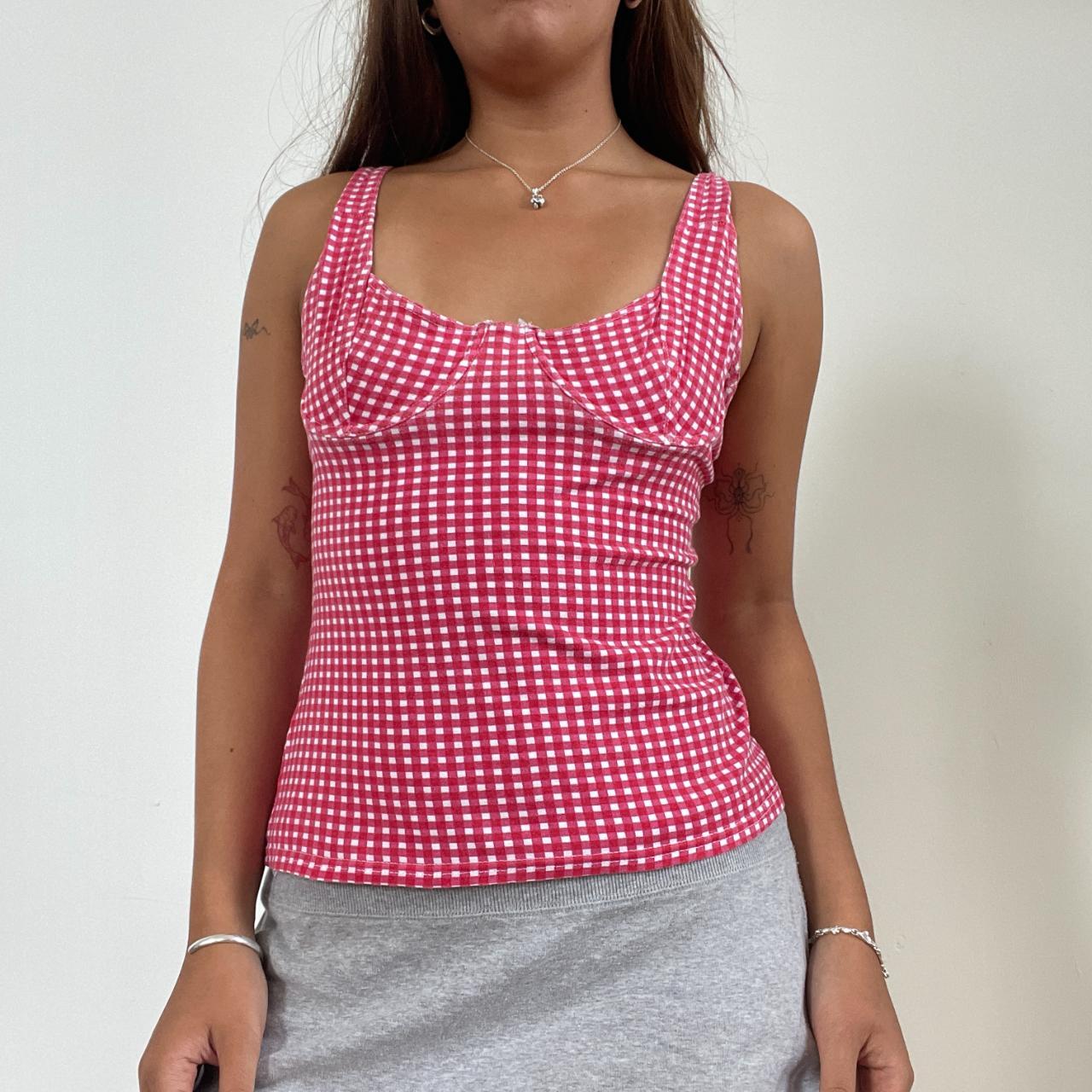 Vintage red gingham bustier top Reference: I'm... - Depop