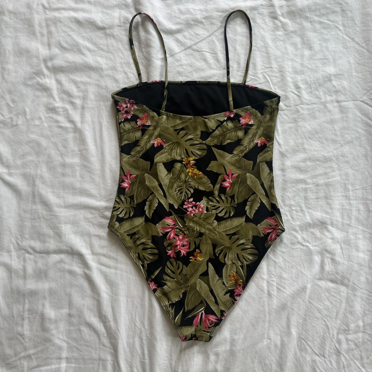 Cute One Piece Bathing Suit With Green Foliage And Depop
