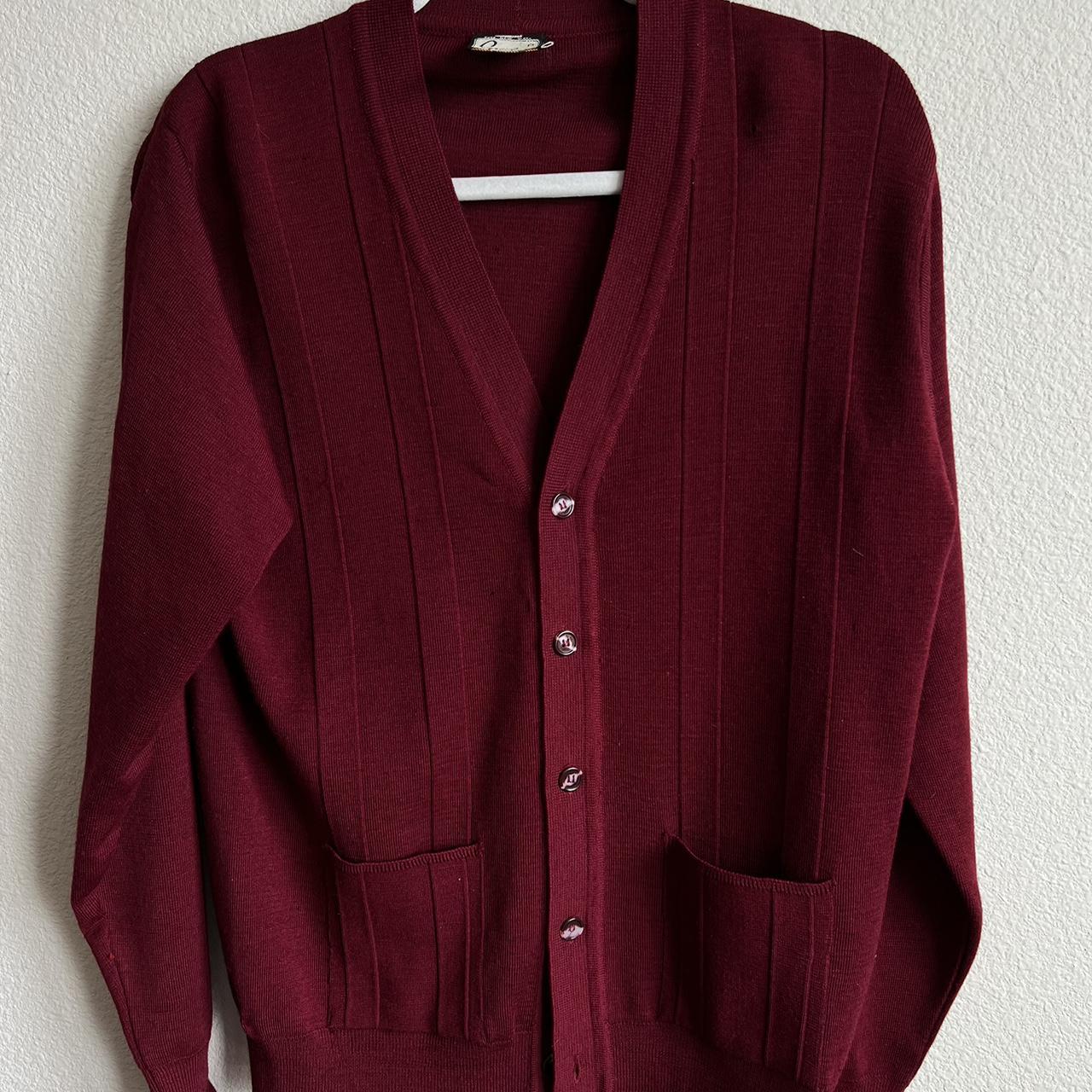Vintage red Wool cardigan - Depop