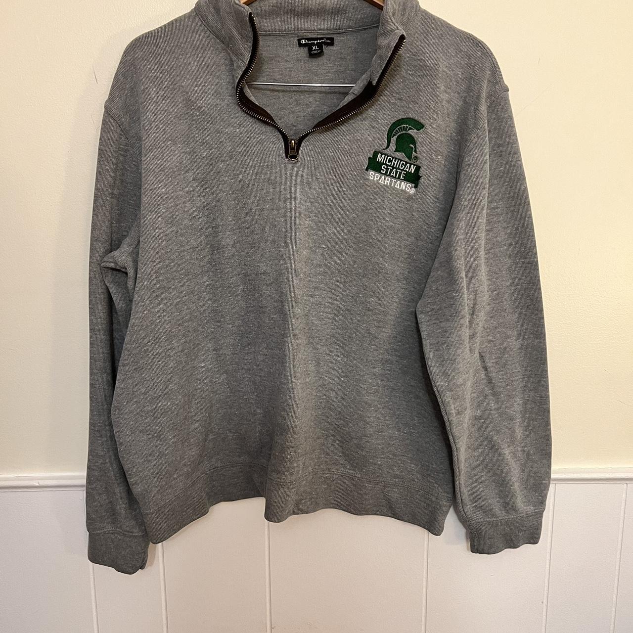 Grey Michigan State University quarter zip... - Depop