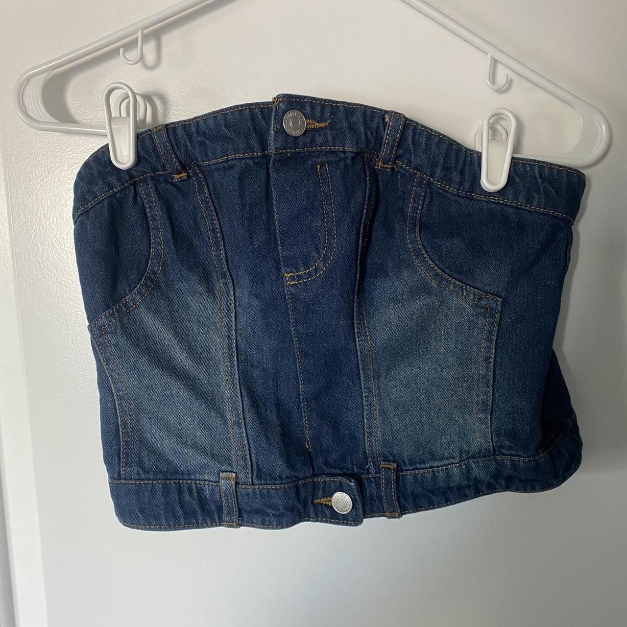 Cute little jean tube top with zipper in back and... - Depop