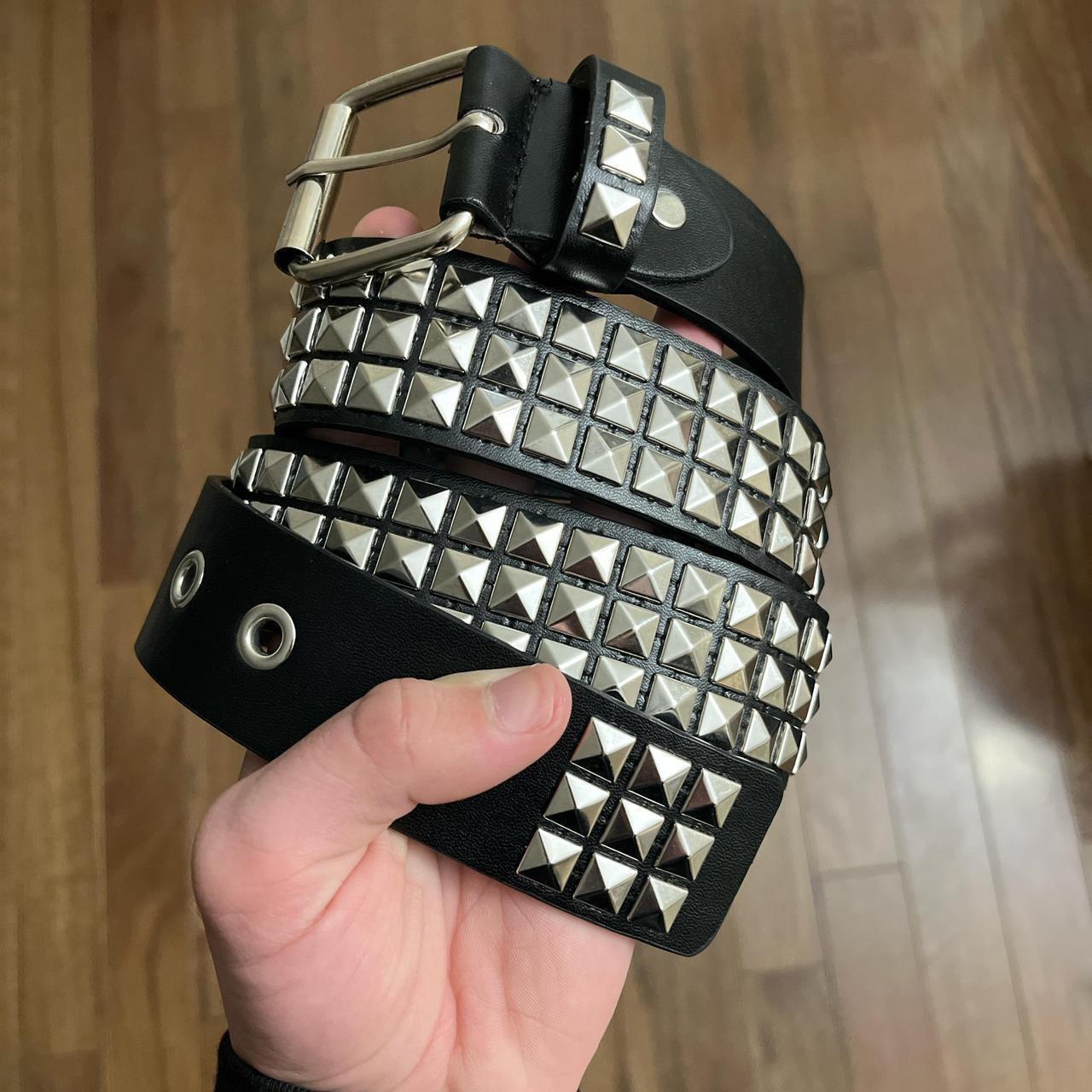 Black and silver studded belt size xl Open to... | Depop