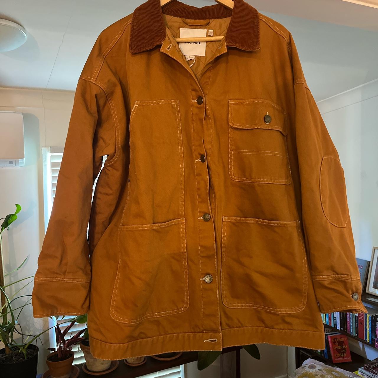 Quilted tan denim jacket with corduroy collar. Brand... - Depop