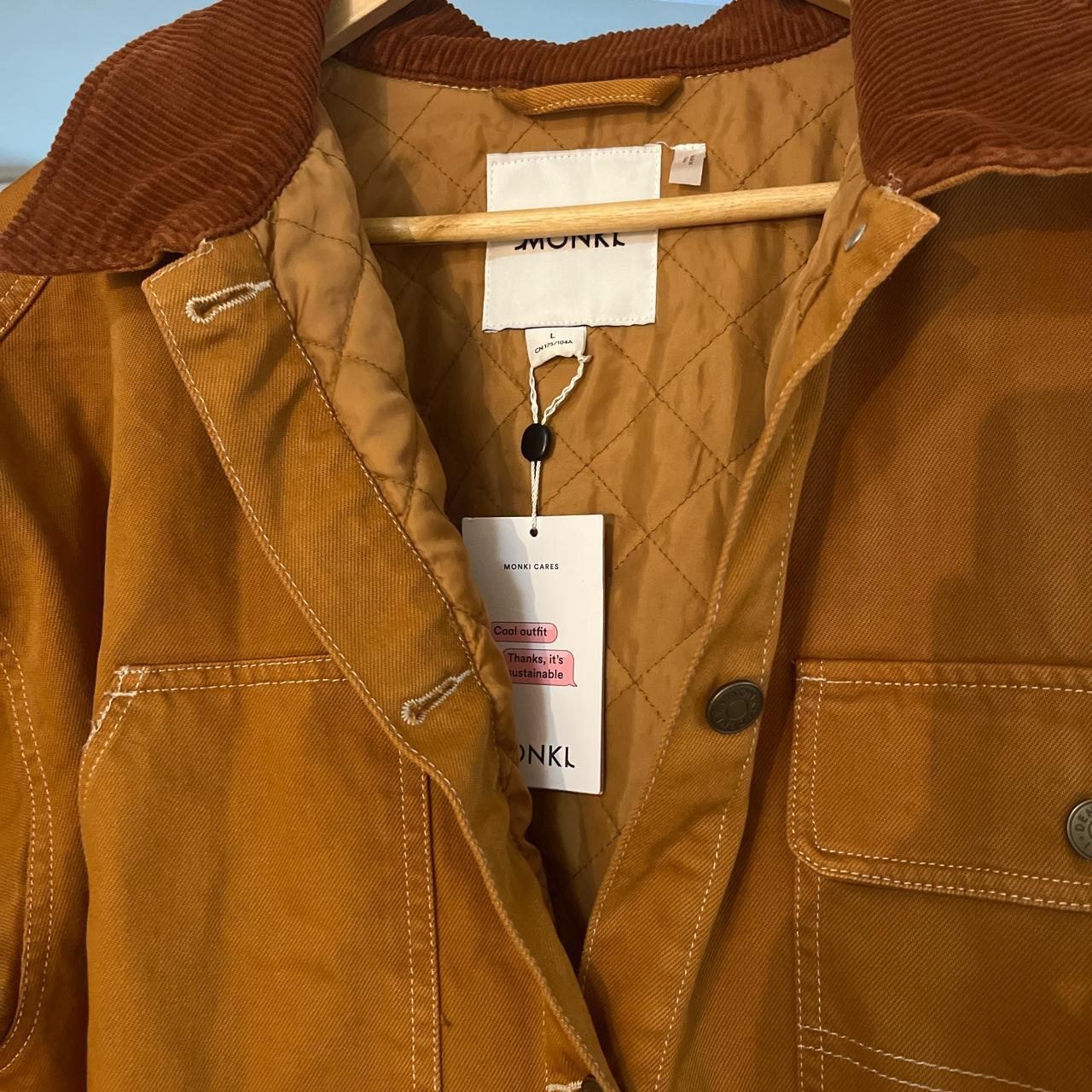 Quilted tan denim jacket with corduroy collar. Brand... - Depop