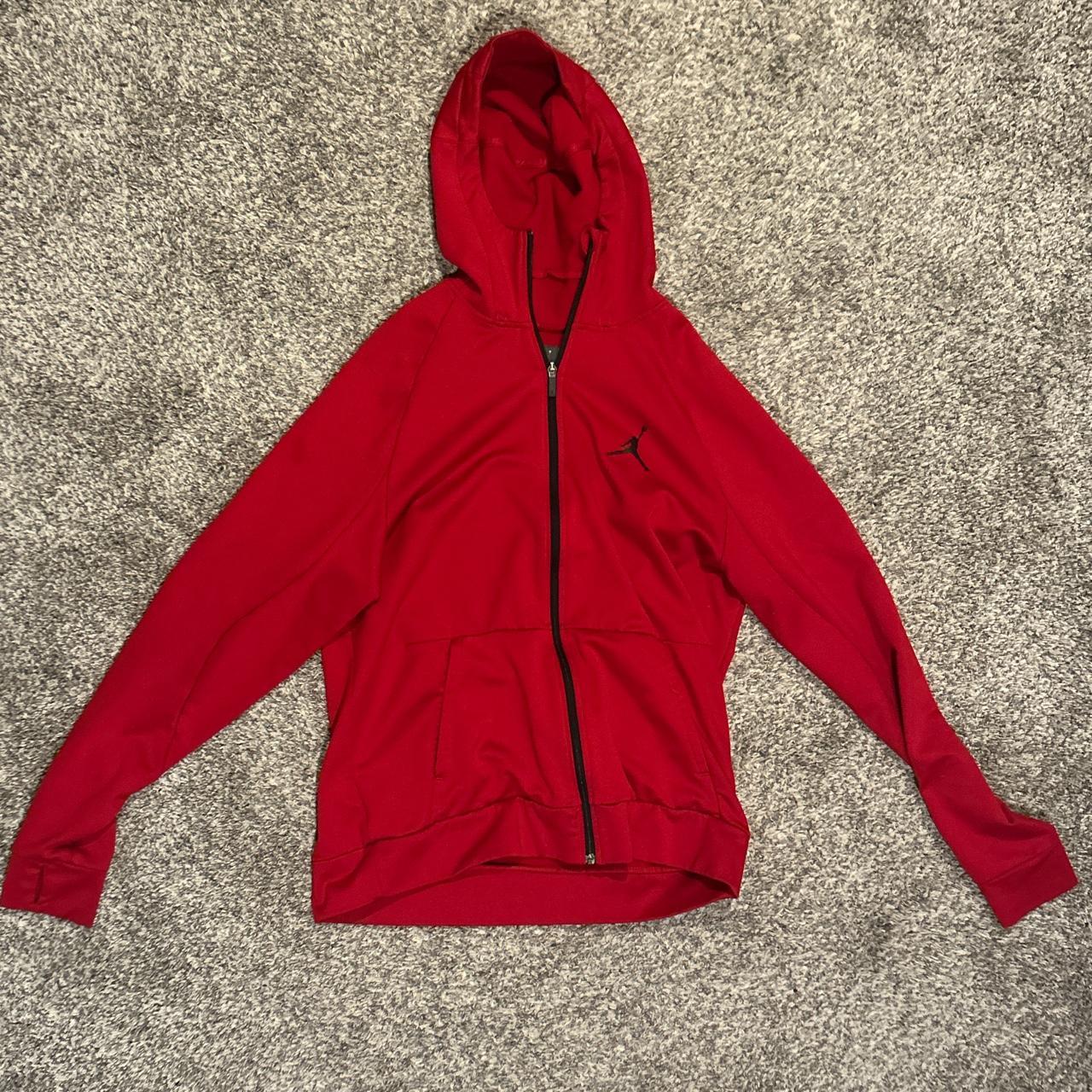 Jordan red zip up hoodie, XL, used, good condition - Depop