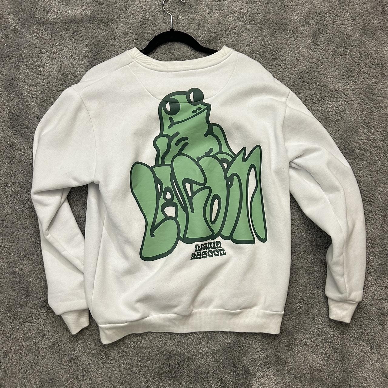 liquid lagoon white crewneck - worn... - Depop