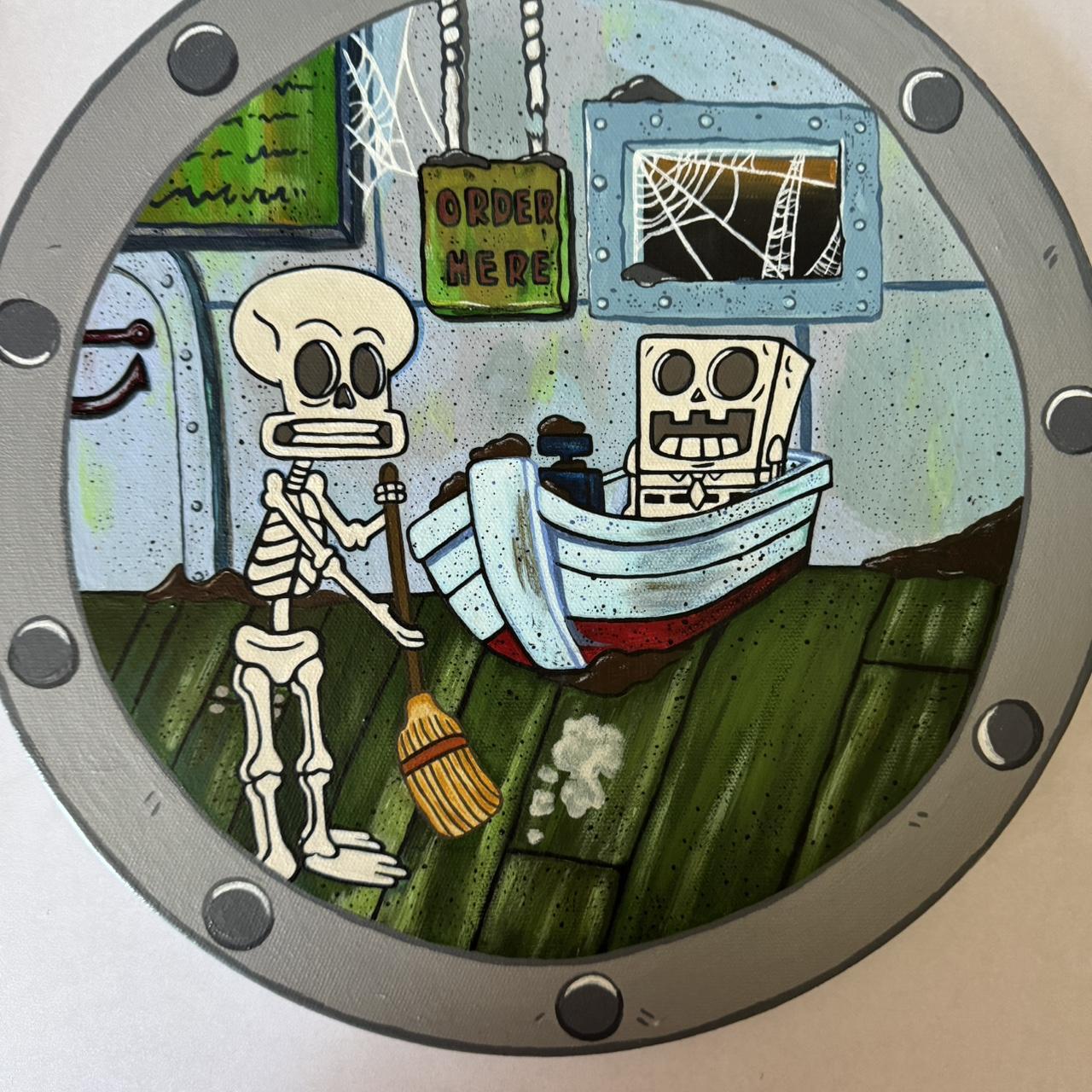 SpongeBob SquarePants Skeleton Painting on 10x10... | Depop