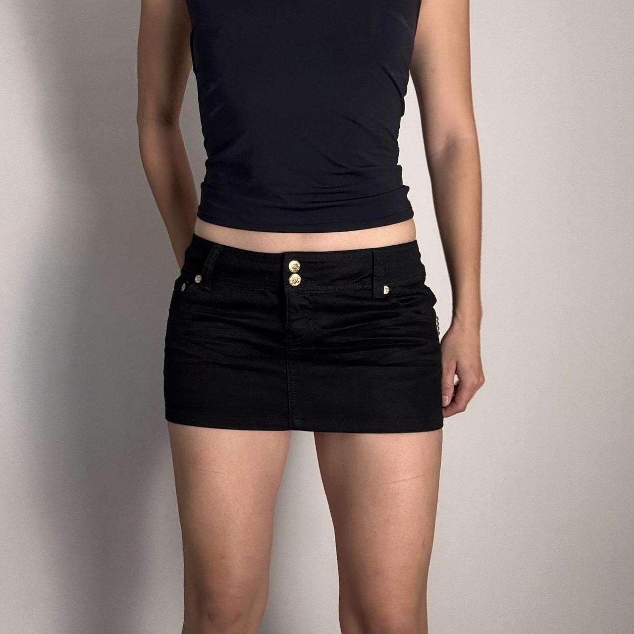 Vintage Micro Mini Black Skirt Denim/jean Italian... | Depop