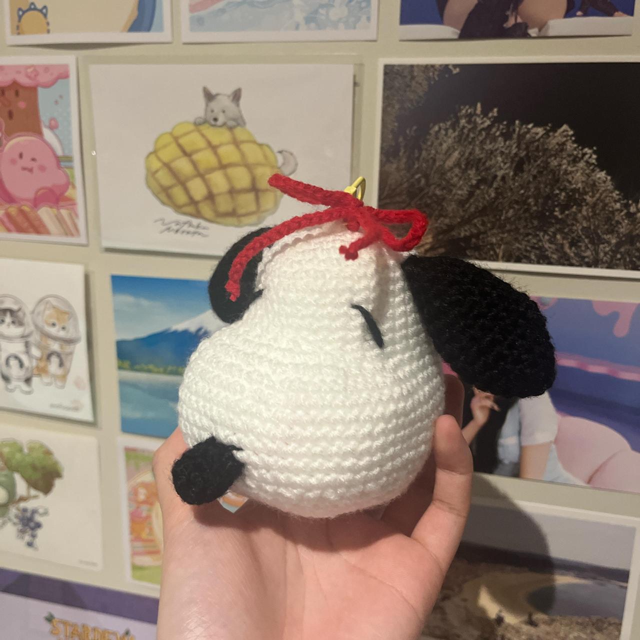 snoopy crochet keychain handmade by me #peanuts... - Depop