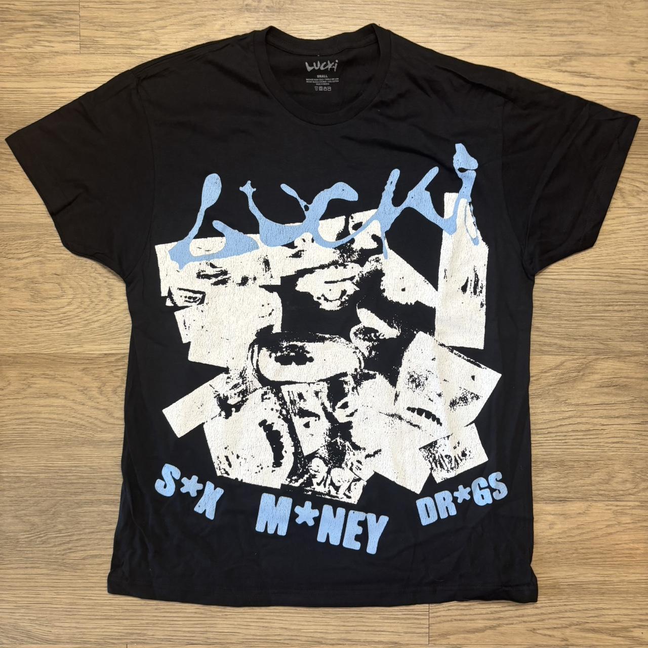 Black and blue Lucki merch tee #streetwear | Depop