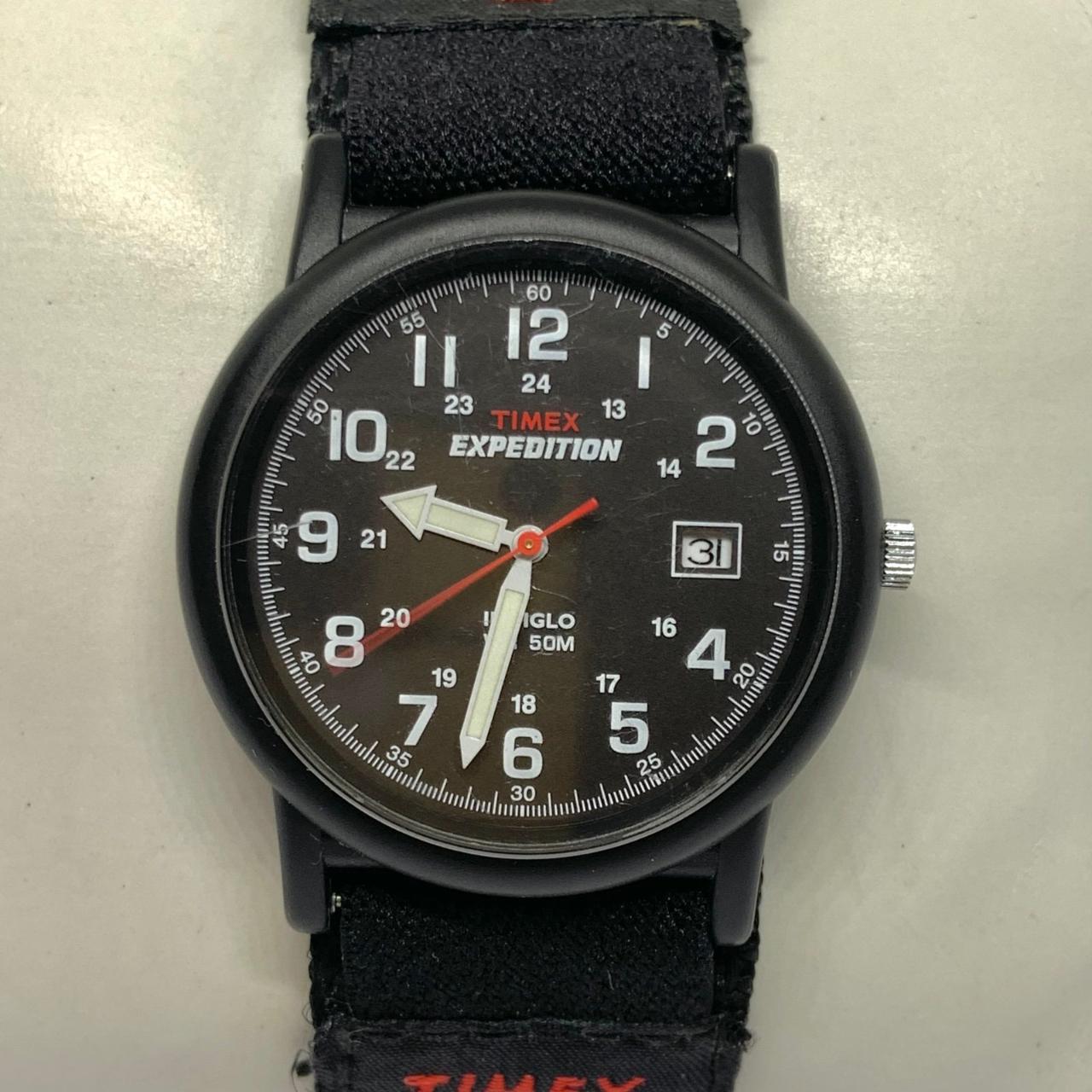 Timex expedition indiglo men’s date watch 36mm black... - Depop