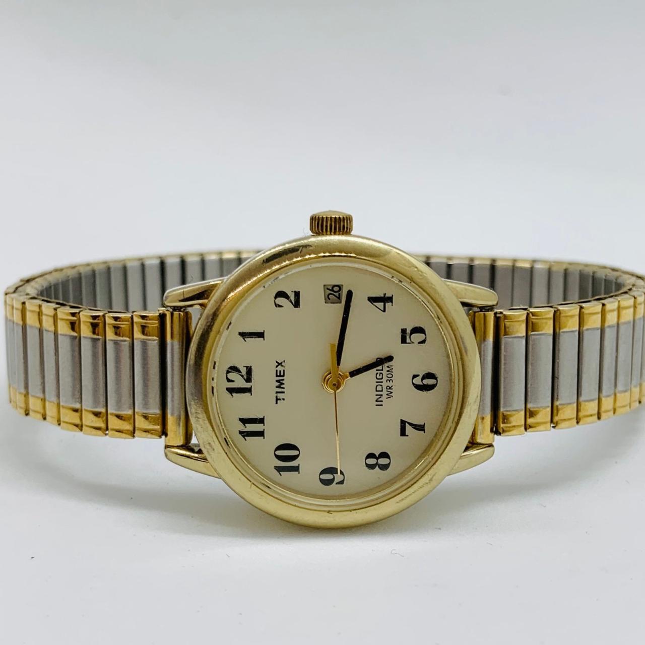 Timex Indiglo light up women Date Watch 25mm Gold... - Depop