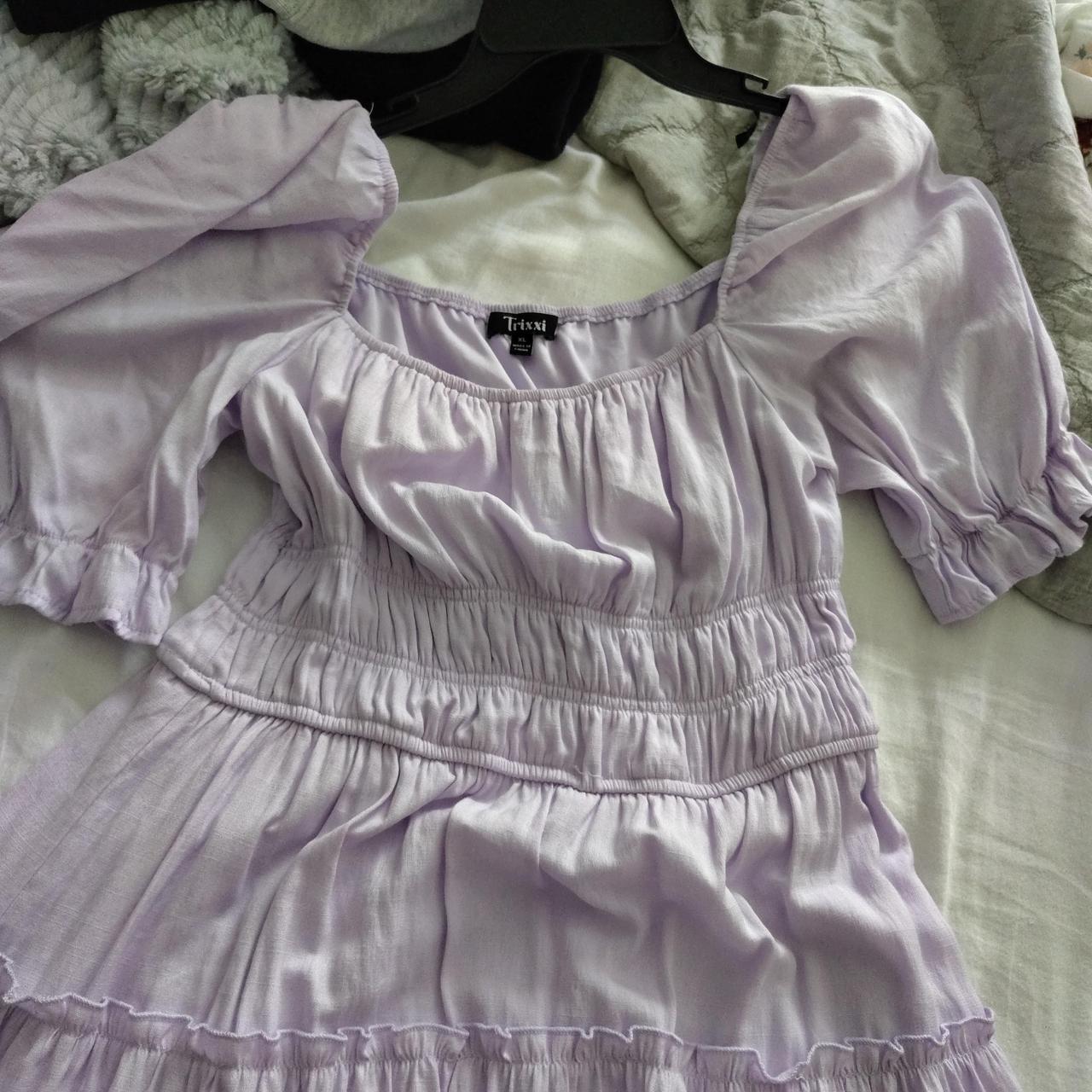 lilac ruffle dress great for summer by trixxi size... | Depop