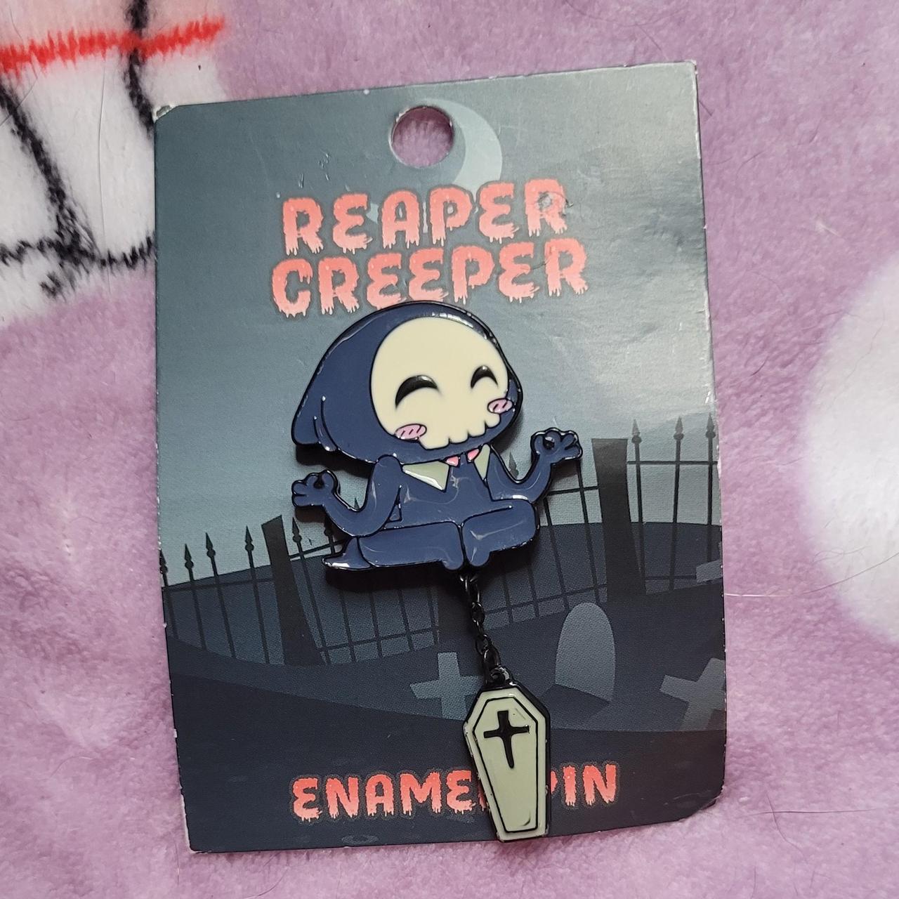 reaper creeper with hanging cross print coffin charm... | Depop