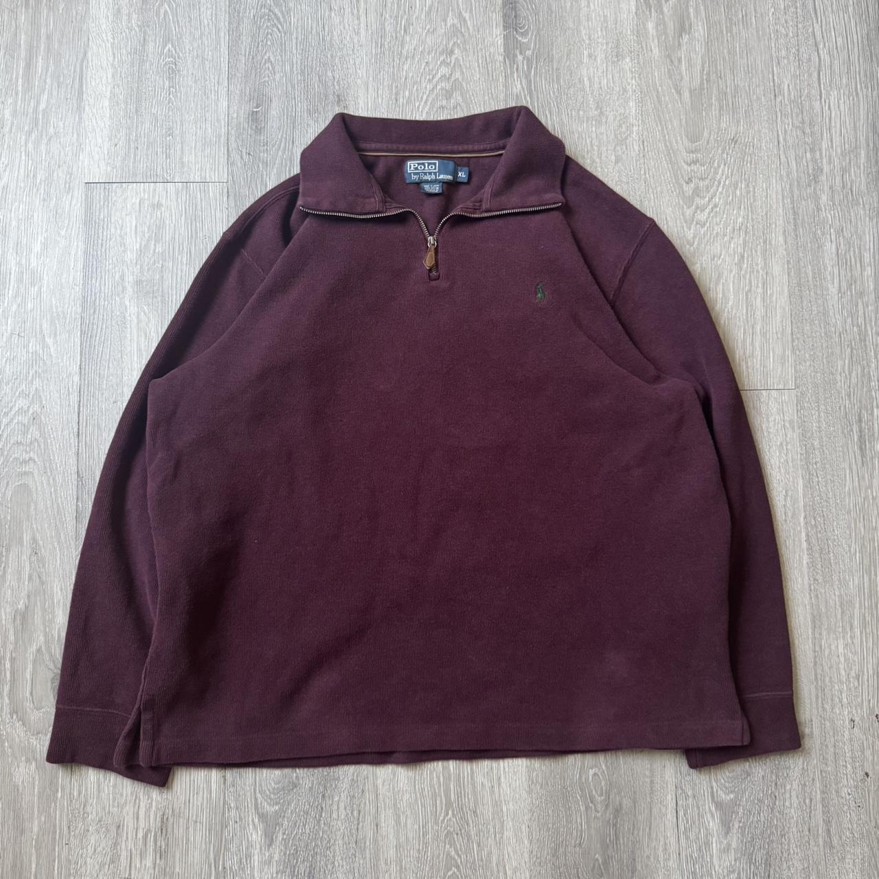 Vintage Burgundy Ralph Lauren quarter zip... | Depop