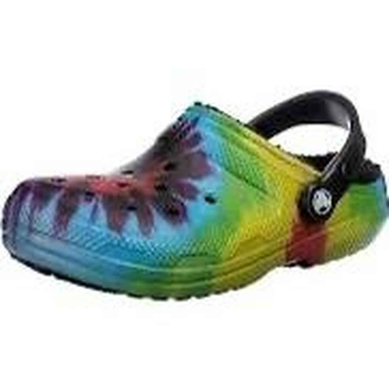Fuzzy rainbow crocs - Depop