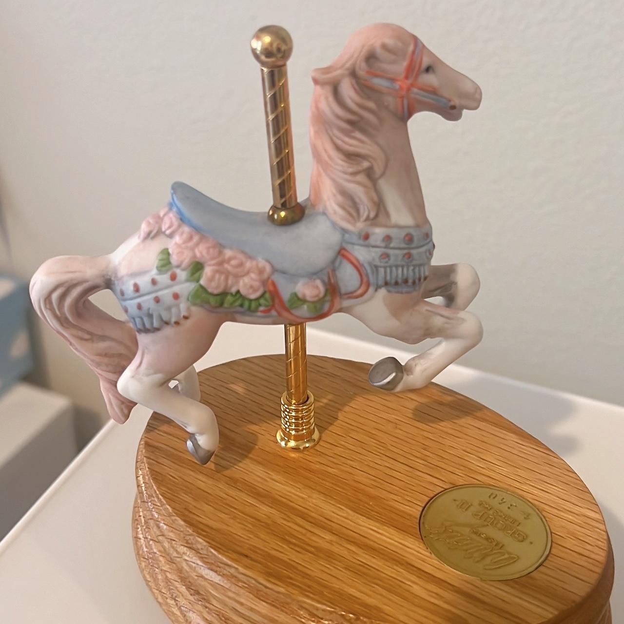 Pastel carousel horse music box, works Willits... - Depop