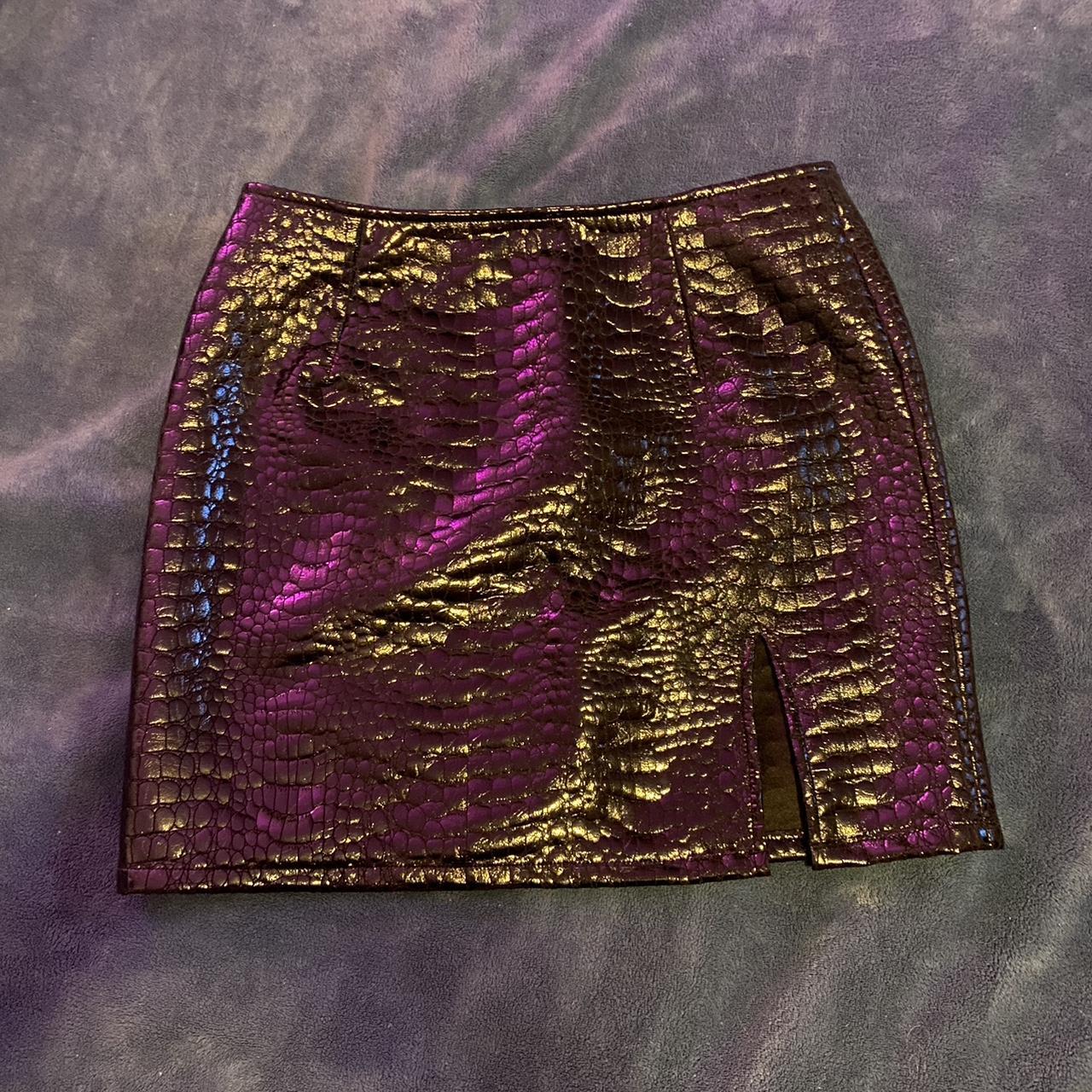 Black snake skin mini skirt. XL Women’s - Depop