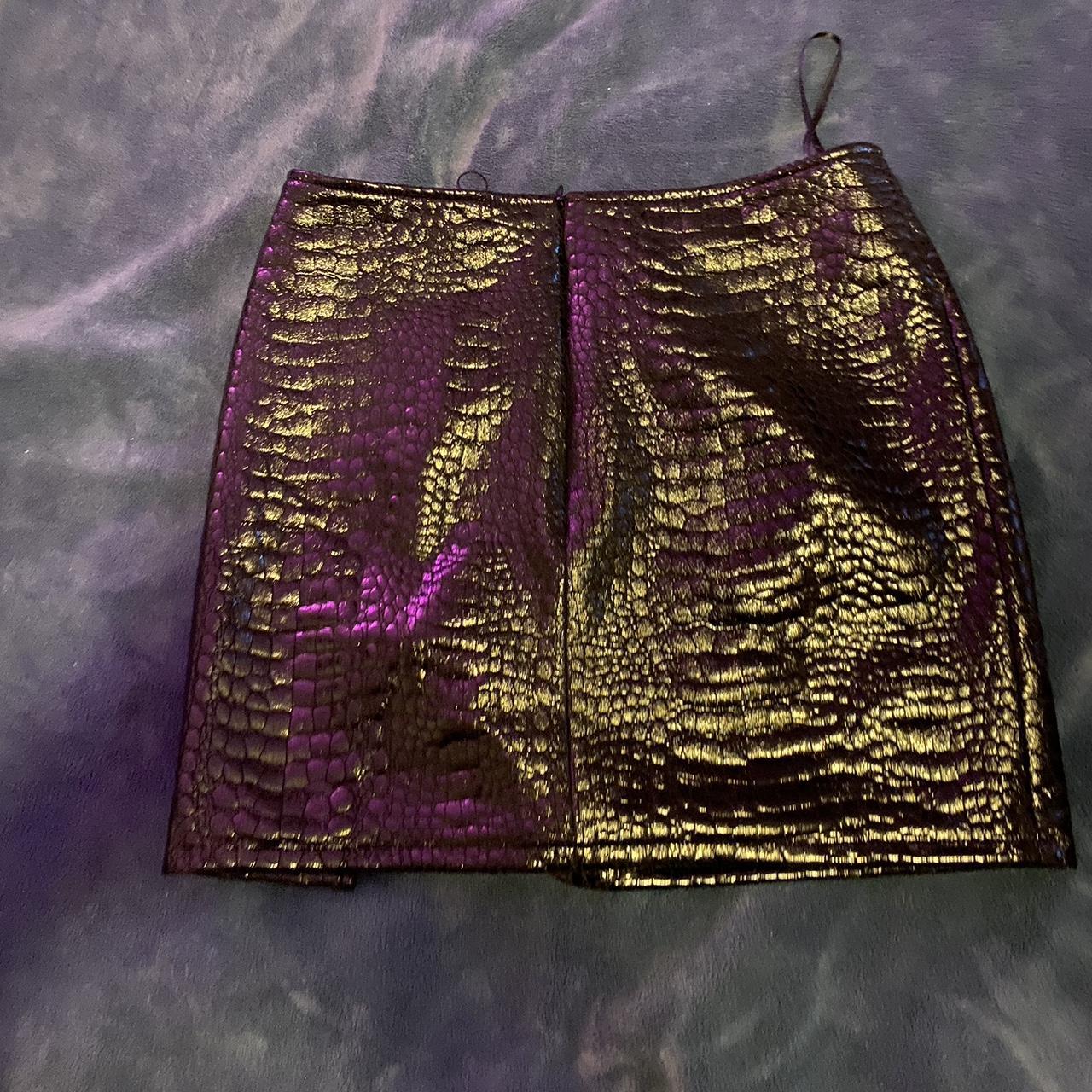 Black snake skin mini skirt. XL Women’s - Depop