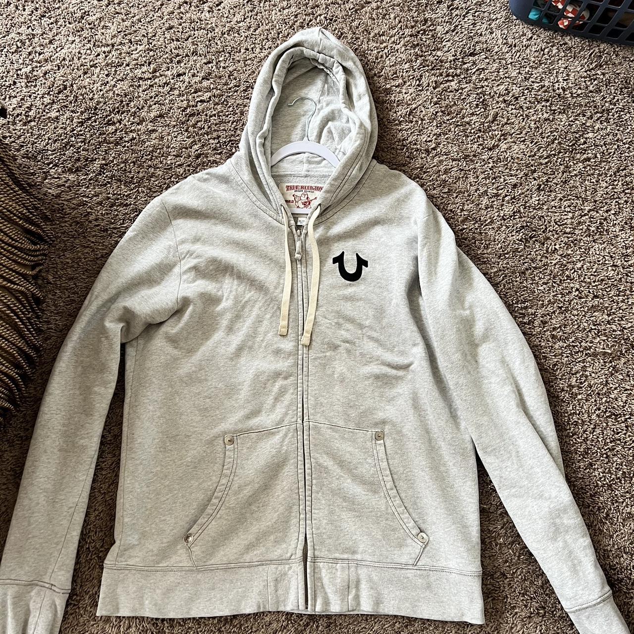 Grey true religion zip up 2xl - Depop