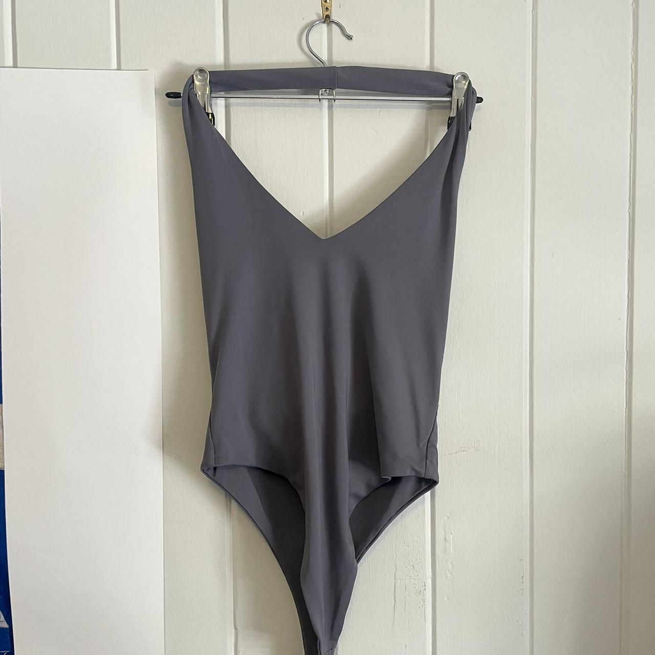 XS bluish grey halter bodysuit Backless + super... - Depop