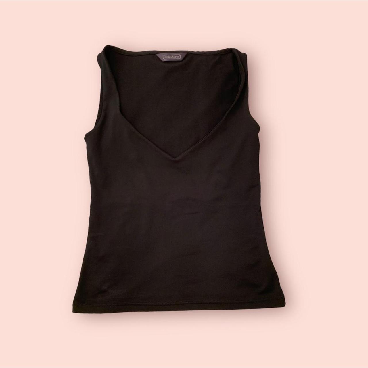 Black low cut tank top, super figure hugging and... - Depop