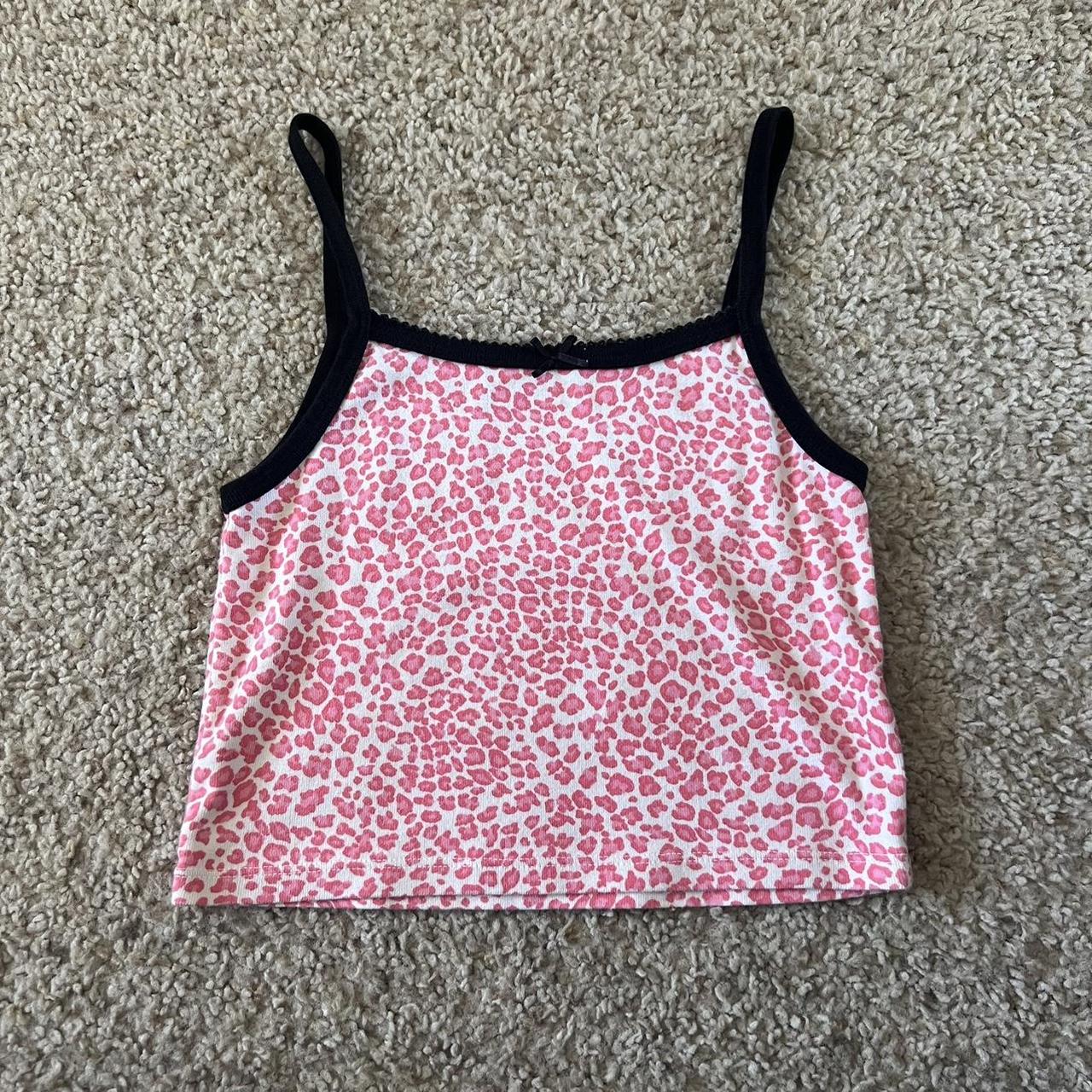 pink leopard tank ♡ brandy melville pink leopard... - Depop