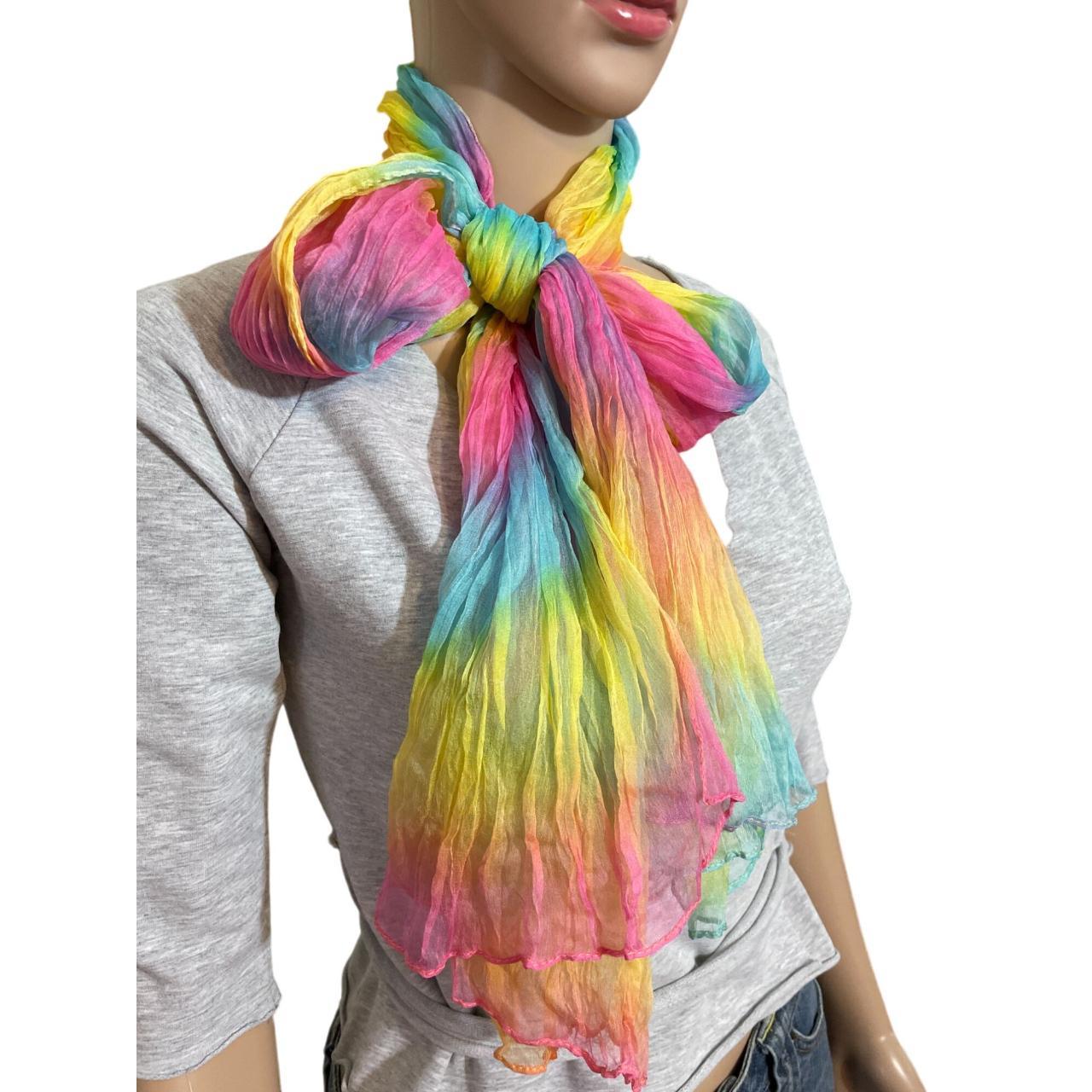 Silk Multicolored Scarf Excellent condition 100%... - Depop