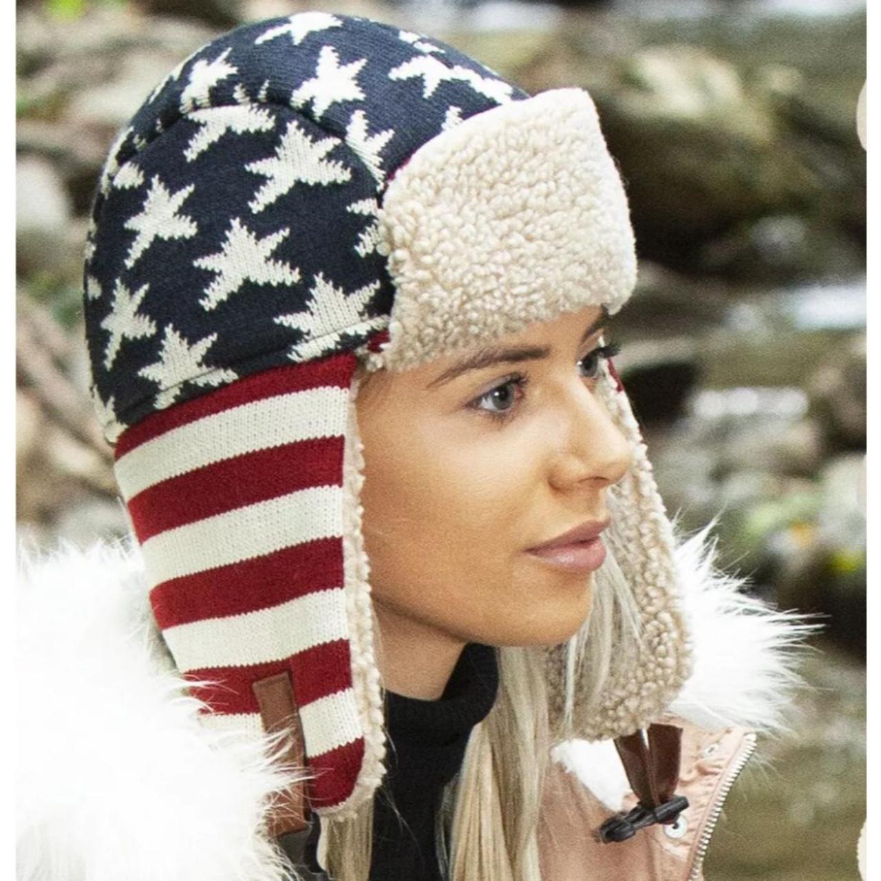 USA Flag America Aviator Trapper Winter Hat... - Depop