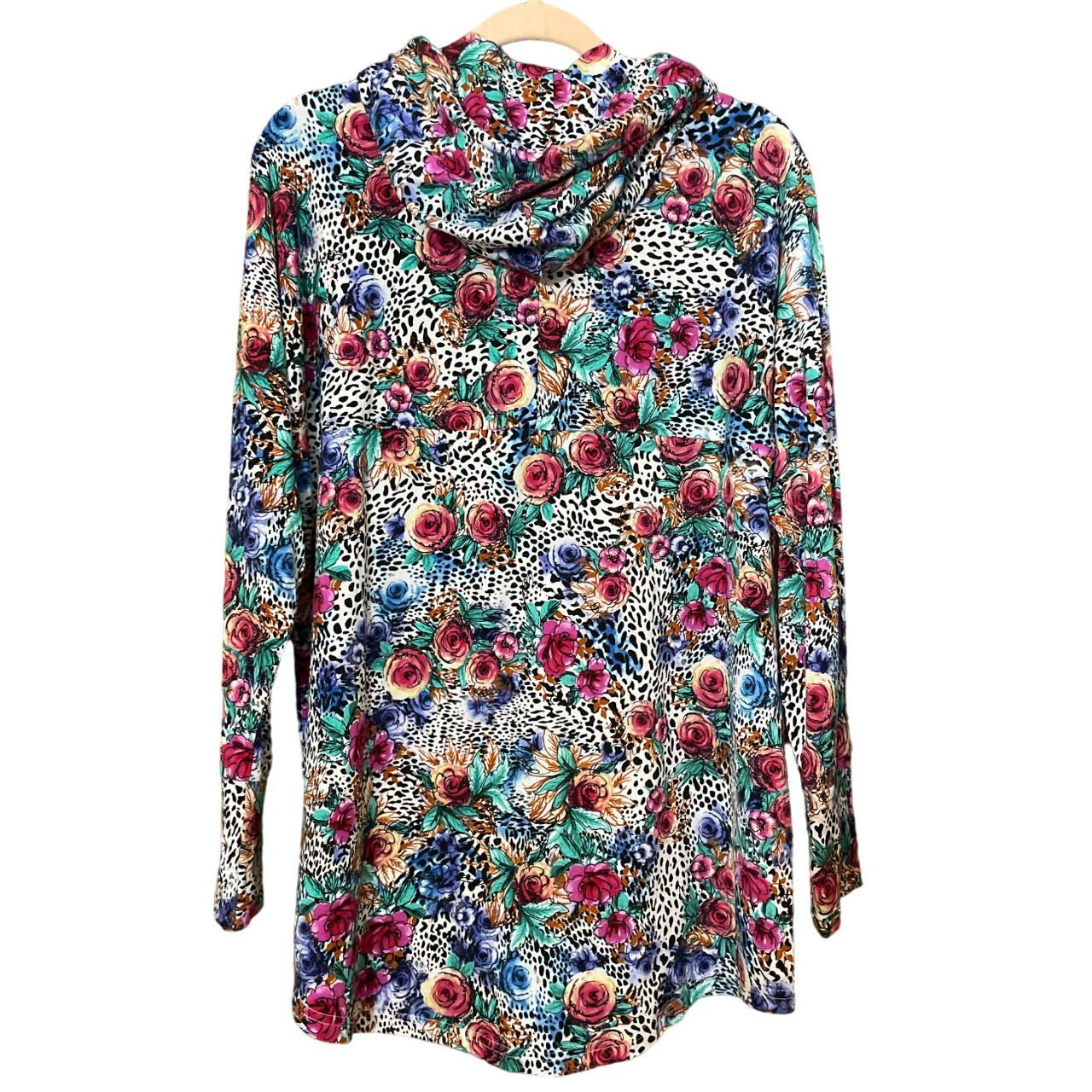 Lularoe Amber Floral Multicolored Hoodie with Kagoro... - Depop