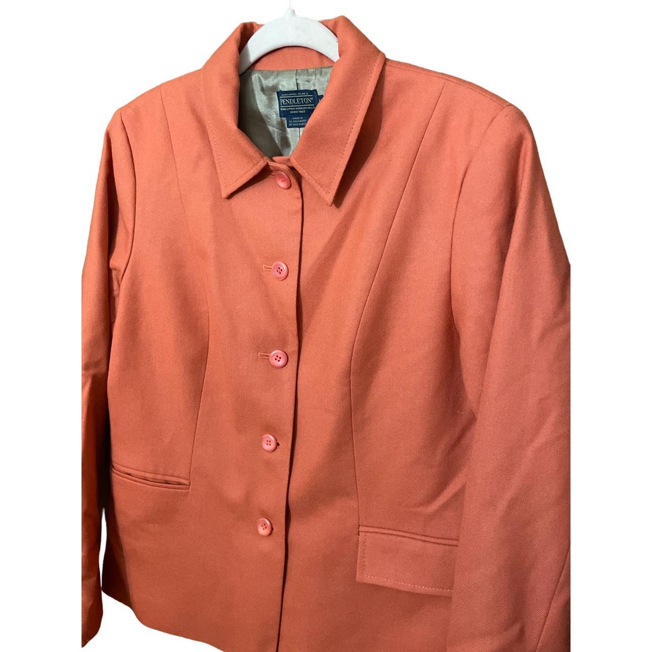 Pendleton 100% Virgin Wool Orange Blazer Size... - Depop