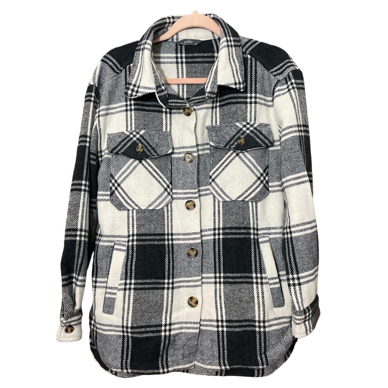 Member's Mark Plaid Grey Shacket Size... - Depop