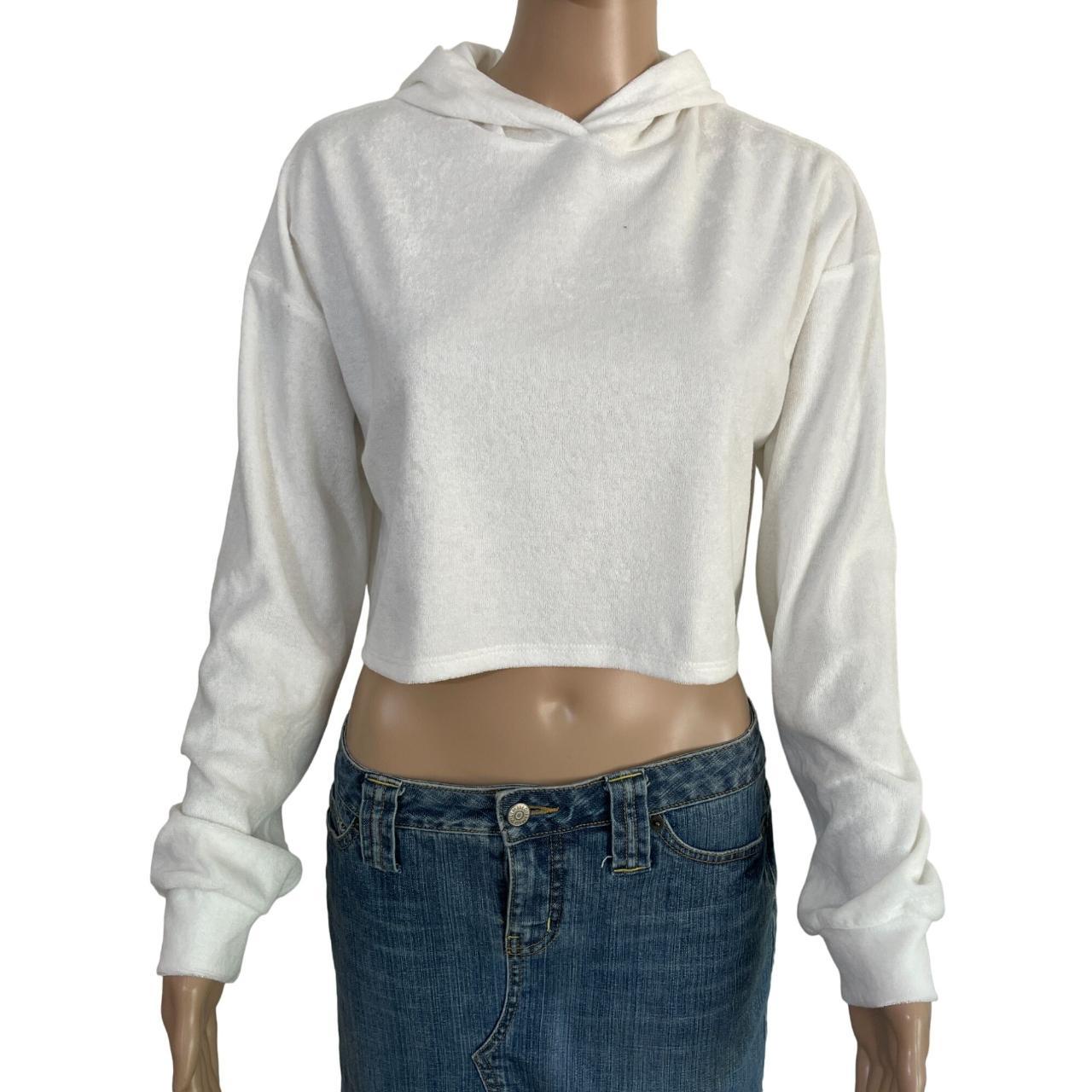 NWT Antistar White Terrycloth Crop Hoodie Size... - Depop