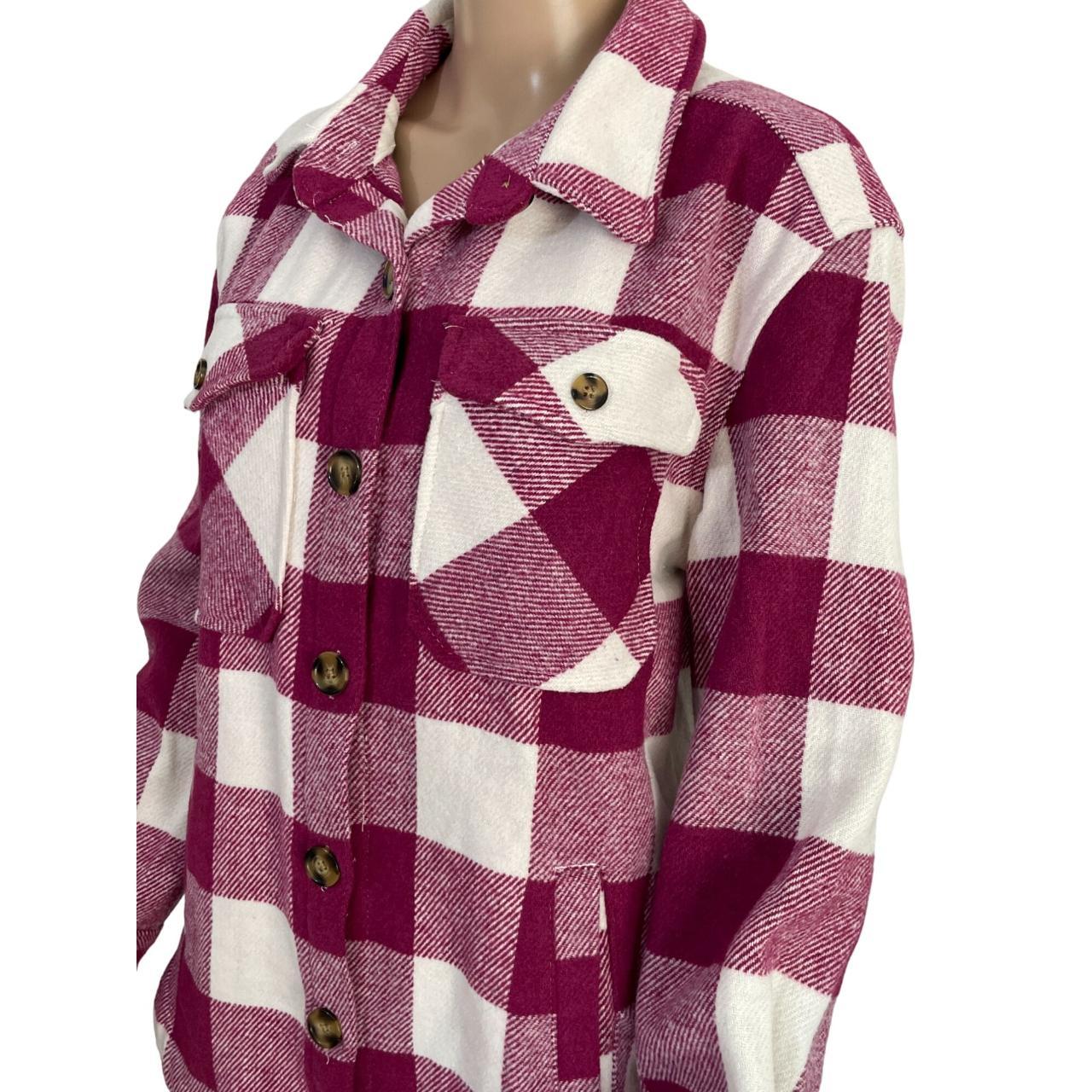 Member's Mark Plaid Pink White Shacket Size... - Depop