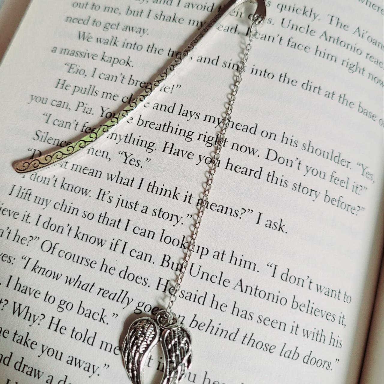 Hook Bookmark- With Angel Wing Charm. - Depop