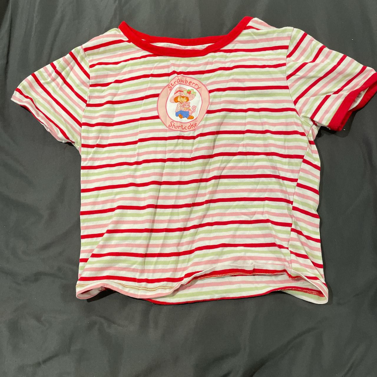 striped strawberry shortcake t shirt hot topic size... - Depop