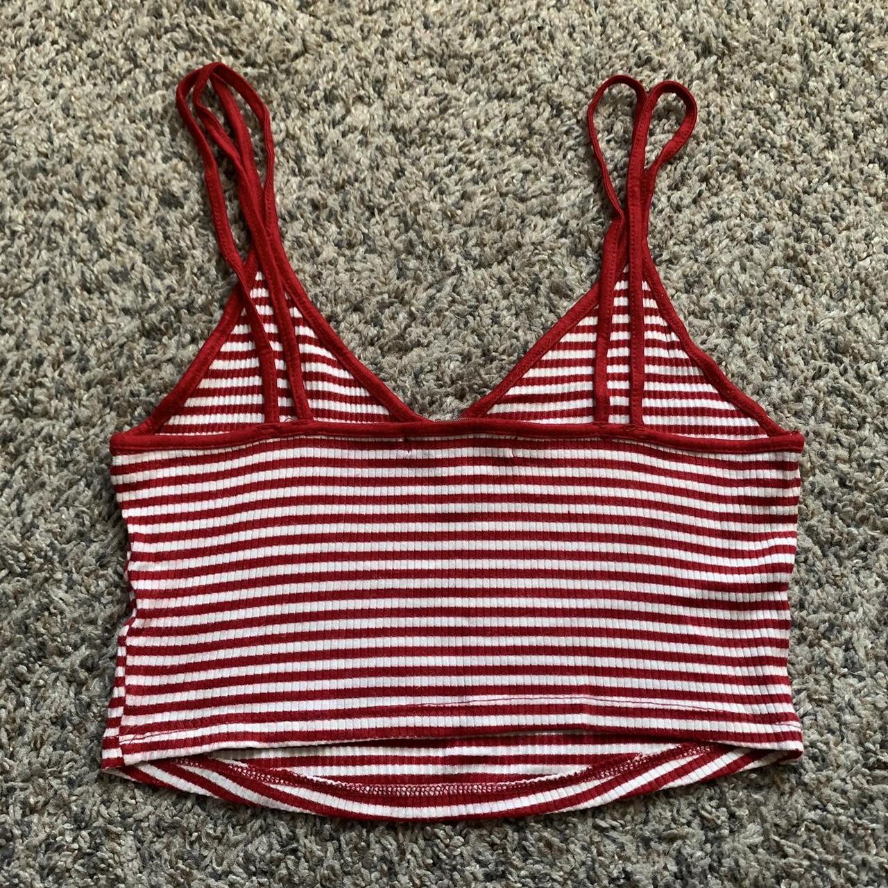 F21- red/white striped cropped tank top #tanktop... | Depop