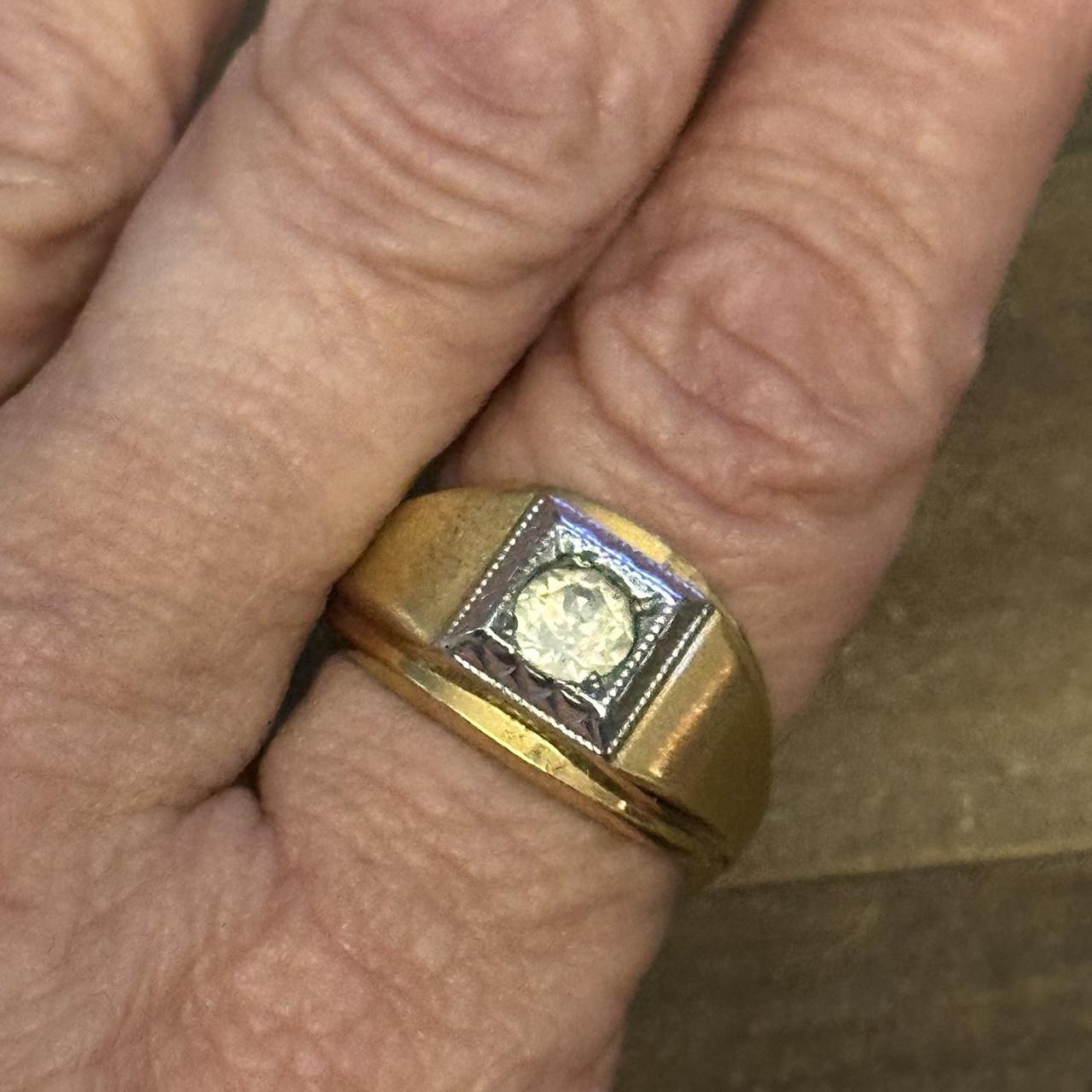 Vintage men s 18K HGE ESPO cubic zirconia ring In