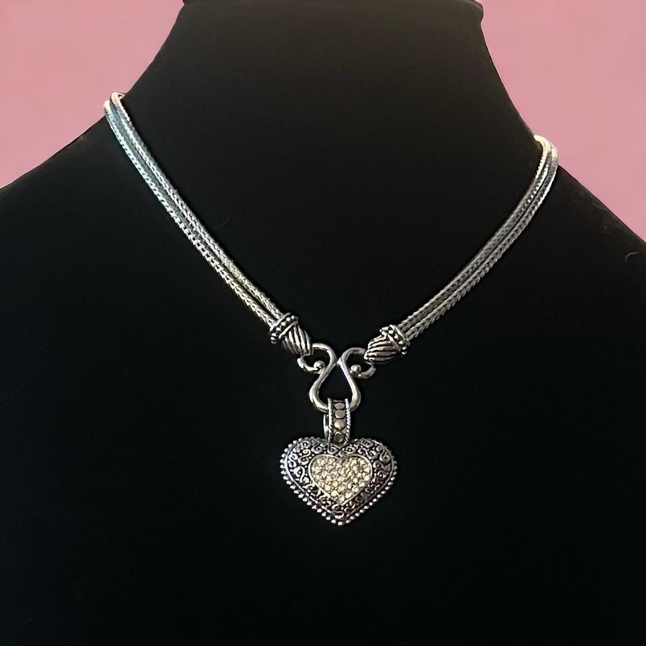 Lia Sophia Love Dust paved heart necklace New. Depop