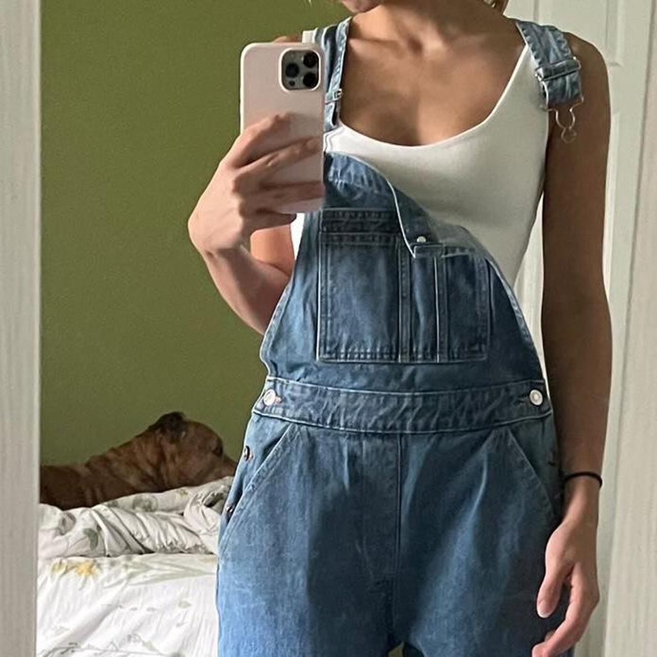 denim lightwash ASOS overalls size XS/S great... - Depop