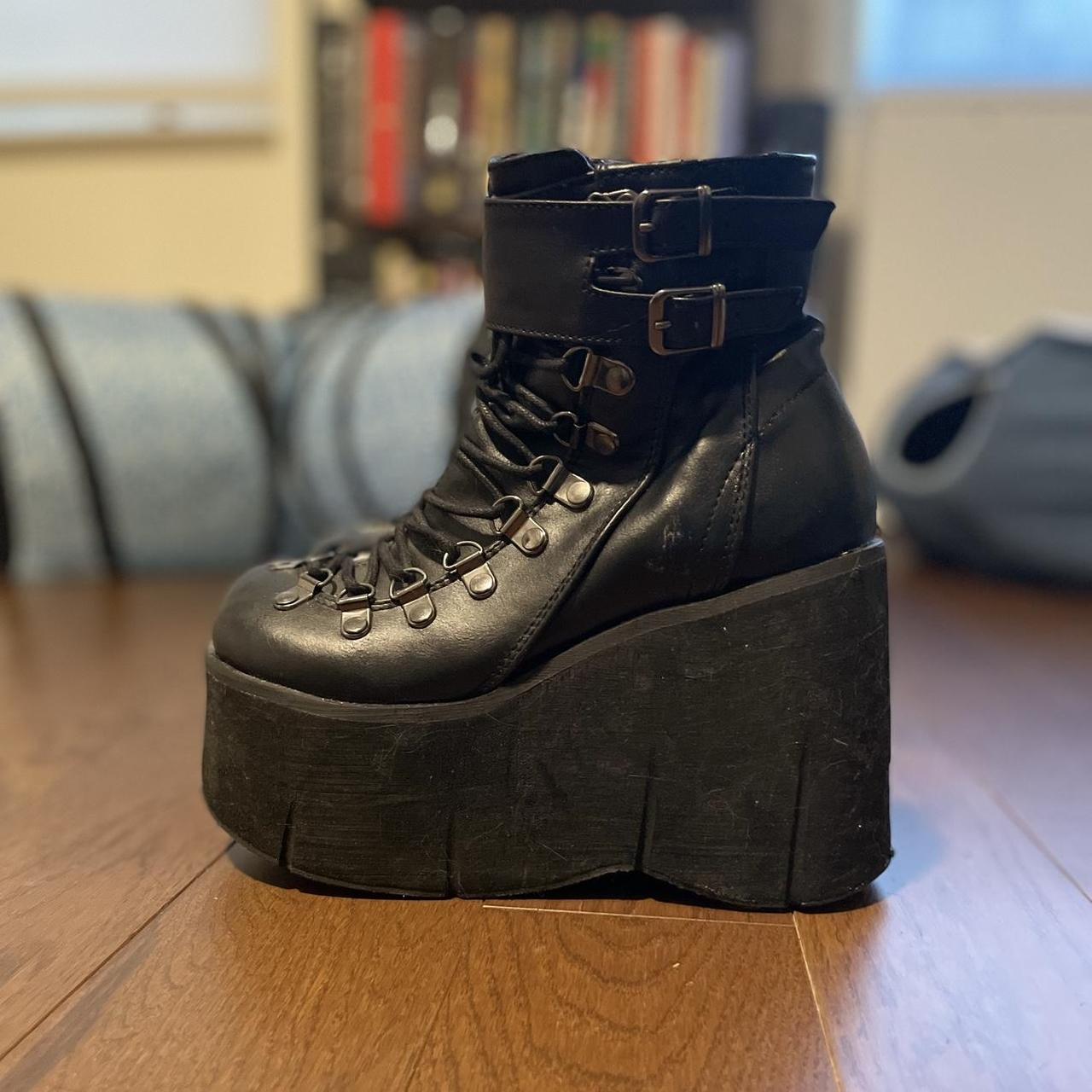 Demonia Kera-21 4 1/2" Platform Black Vegan Leather... - Depop