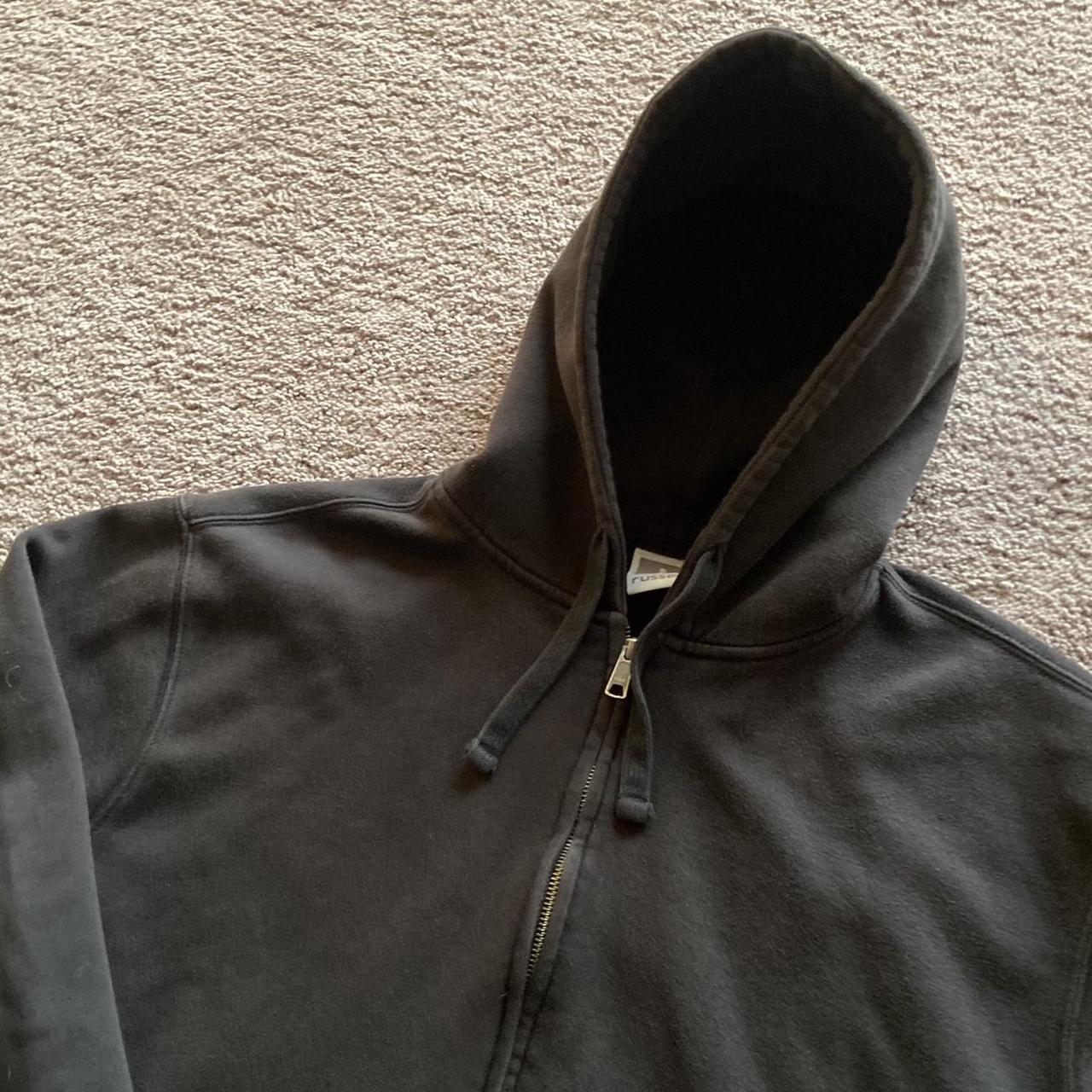 Y2K/2000’s Solid Black Russell Athletics Zip Up... - Depop
