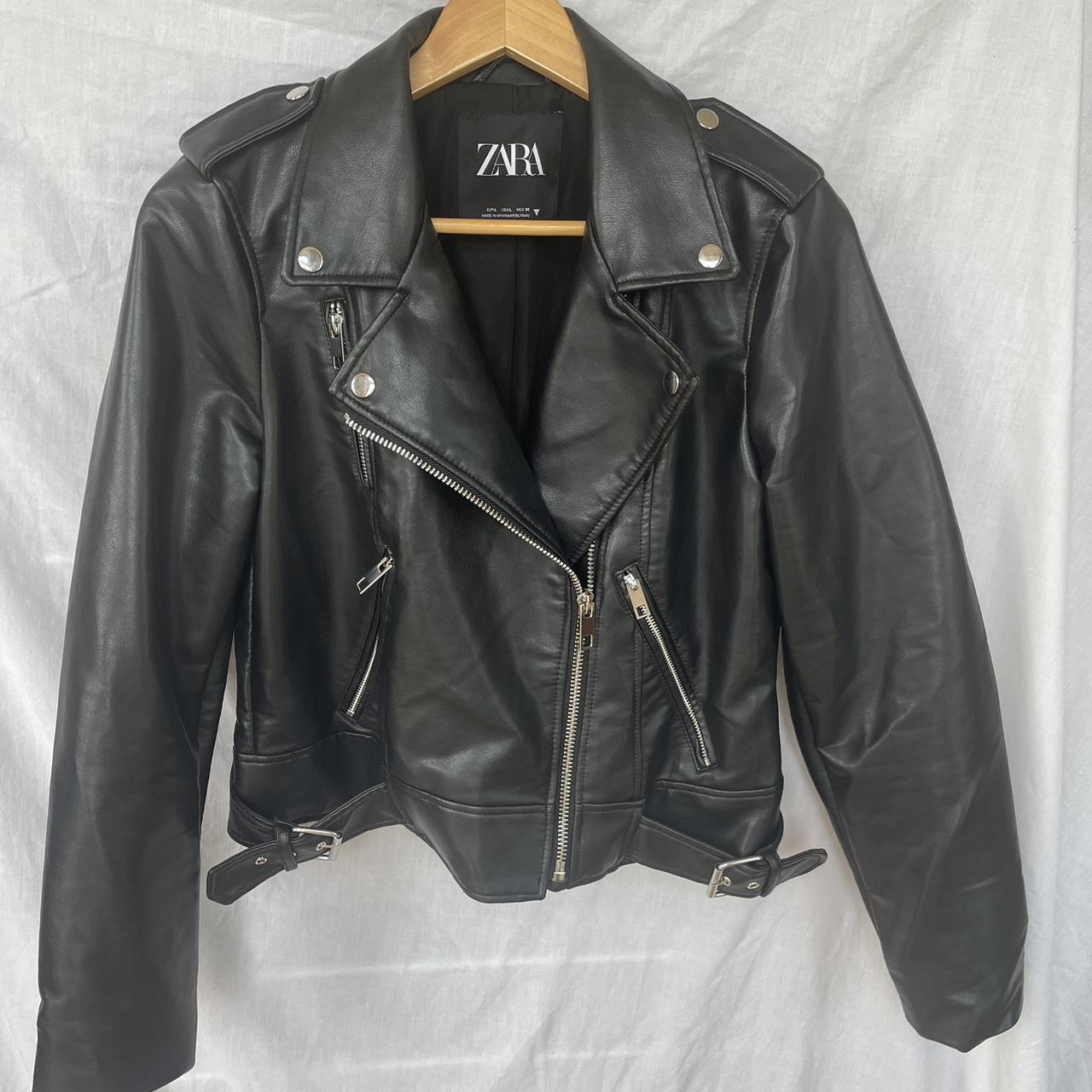 ZARA. FAUX LEATHER JACKET. NEVER WORN. - Depop