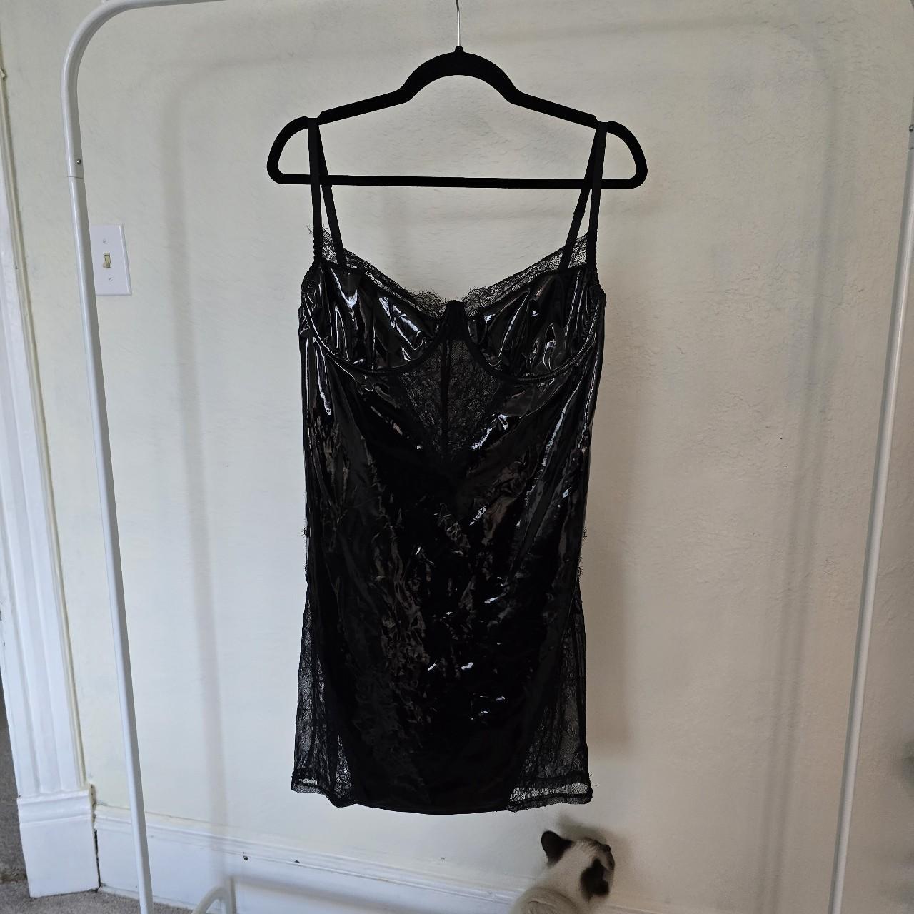 Dollskill Widow faux leather and lace mini dress.... - Depop