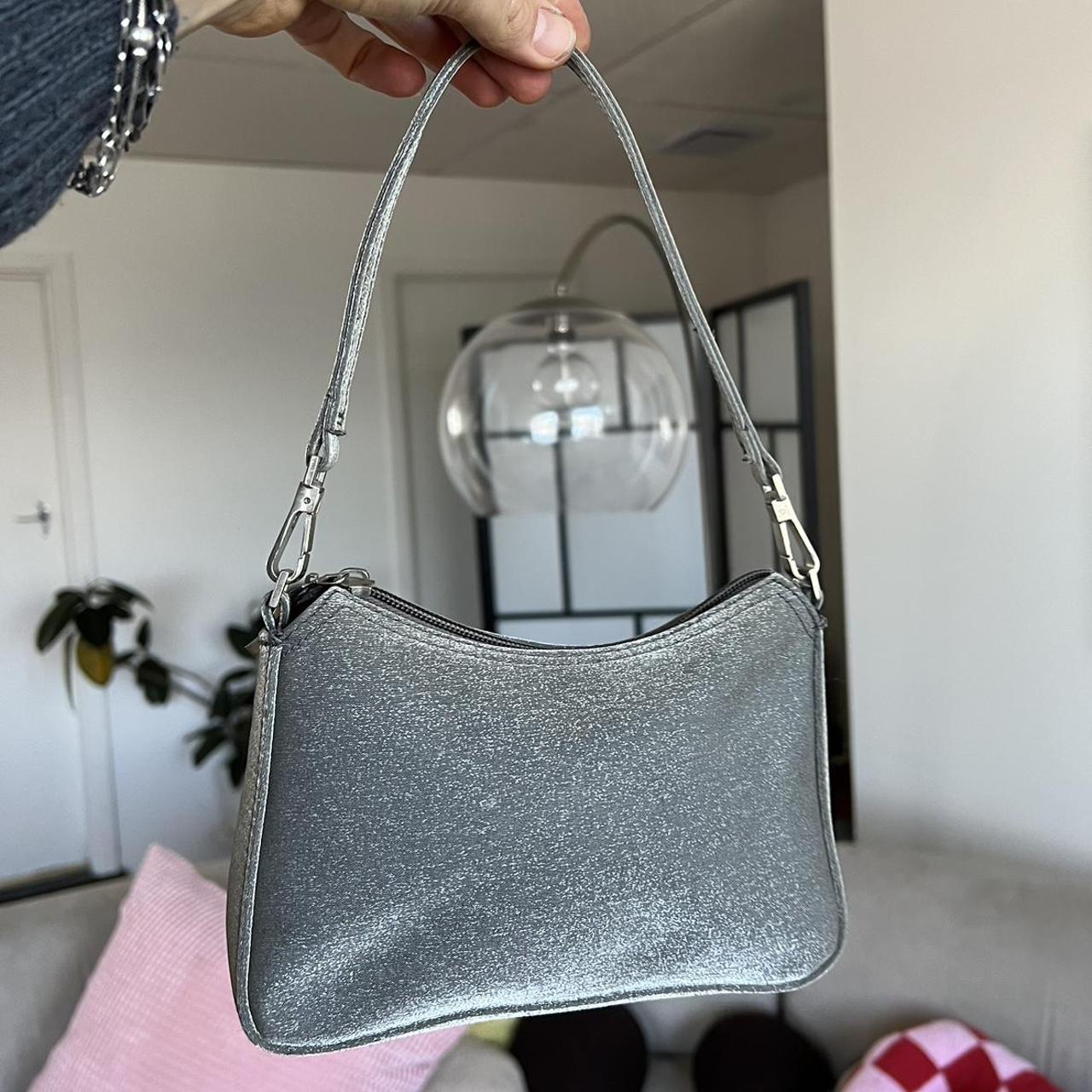 Vintage 90’s silver mini bag with metallic sheen... - Depop
