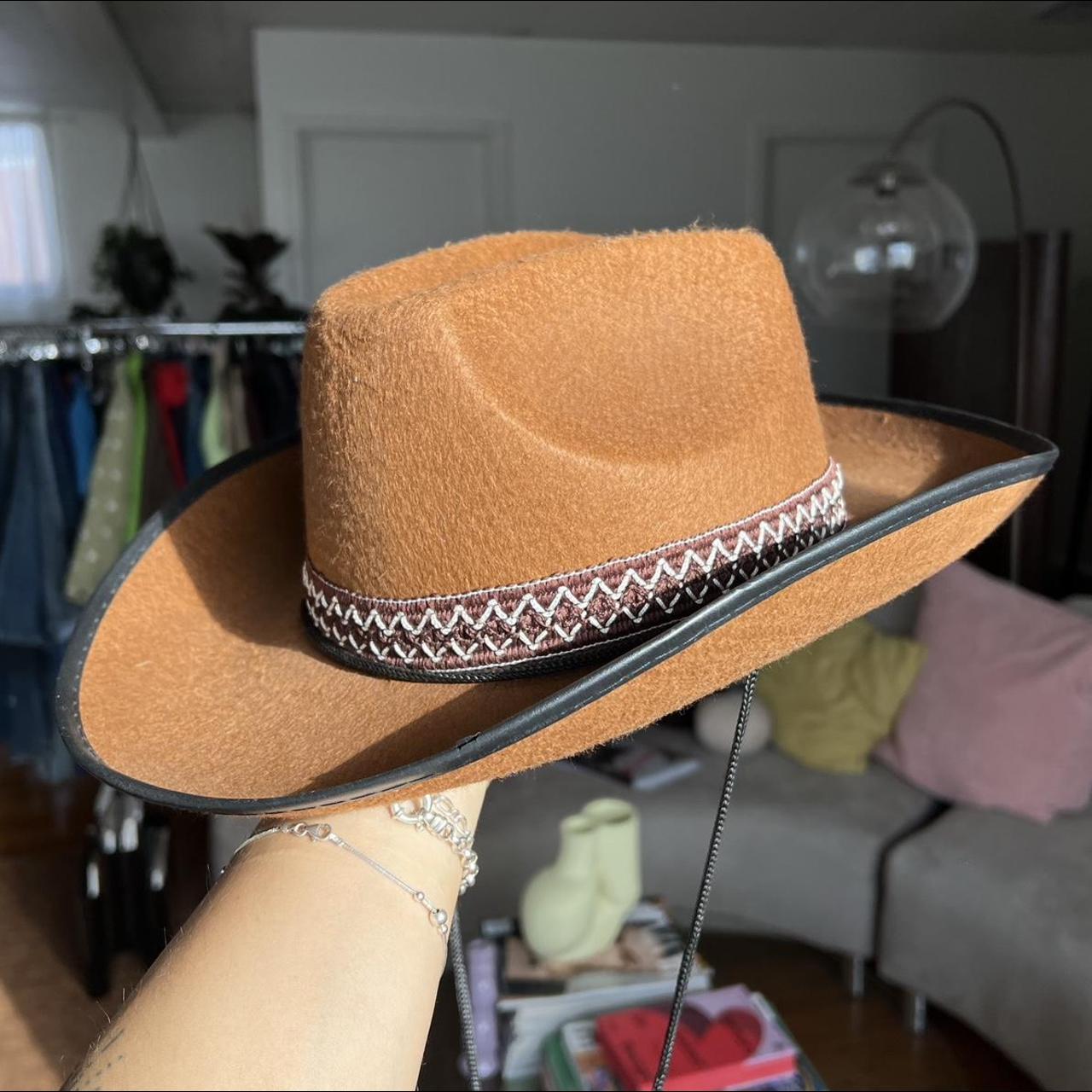 Tan textured cowboy hat - Depop