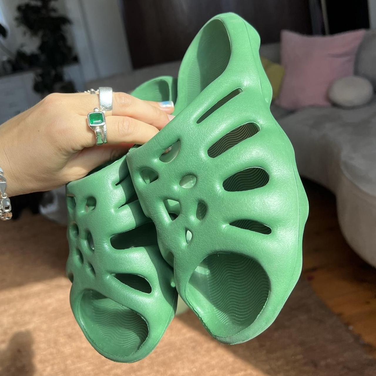 Emerald green puffy plastic slides Size 40 - Depop